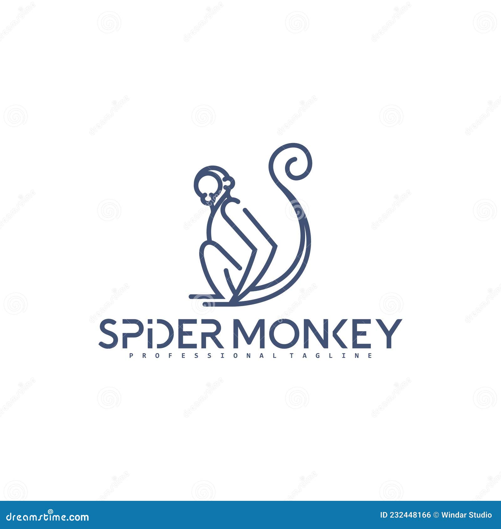 Spider Monkey Logo Line Vector Illustration Stock Vector - Illustration ...
