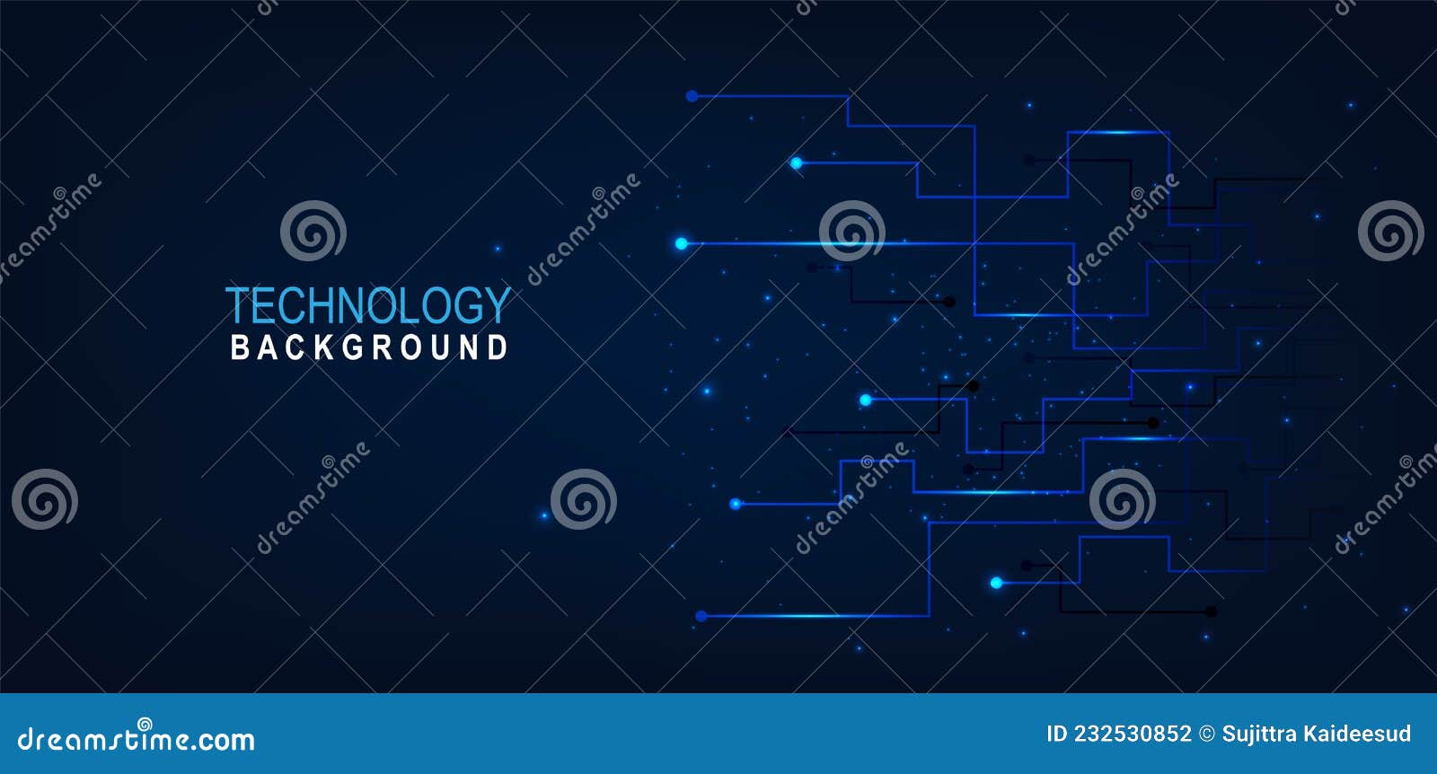 Stylish Blue Technology Circuit Lines Background. Stock Vector ...
