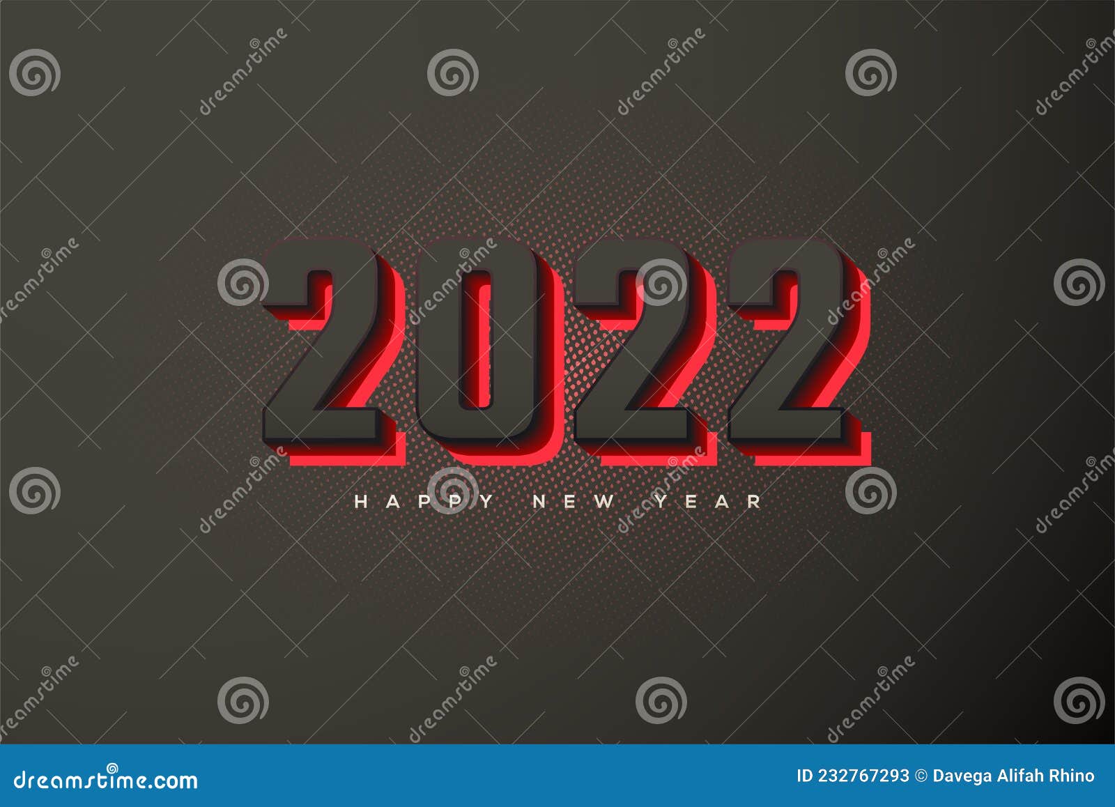 2022 Happy New Year with Black Numbers and Red Light. Stock Vector ...