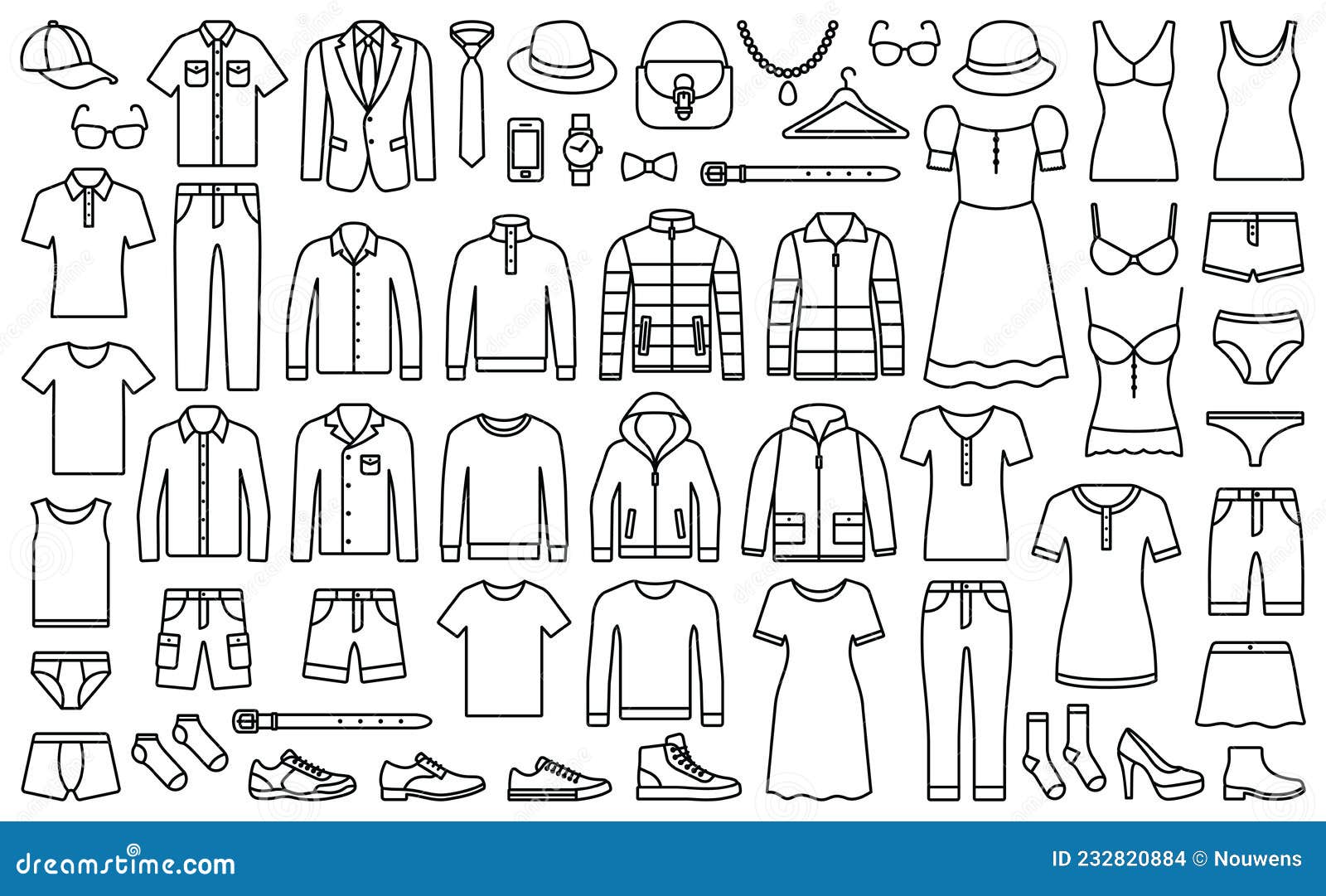 Woman and Man Clothes and Accessories Collection - Fashion Wardrobe ...