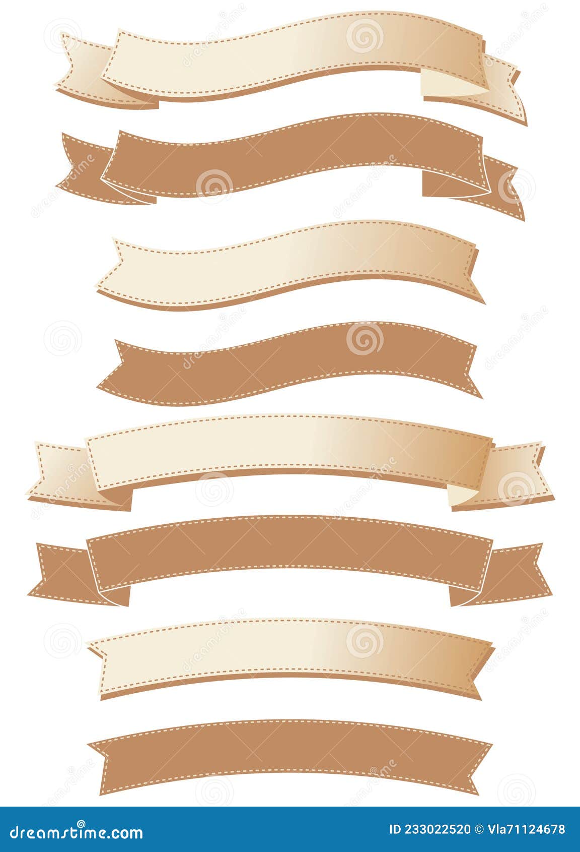 Ribbon Text Banners with Stitches Set Stock Vector - Illustration of ...