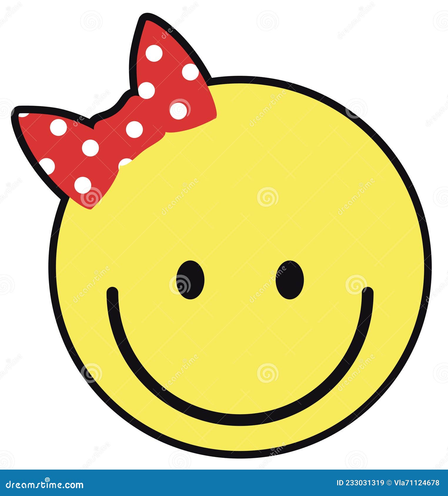 Girly Smiley with Polka Dot Bow Stock Vector - Illustration of cute ...
