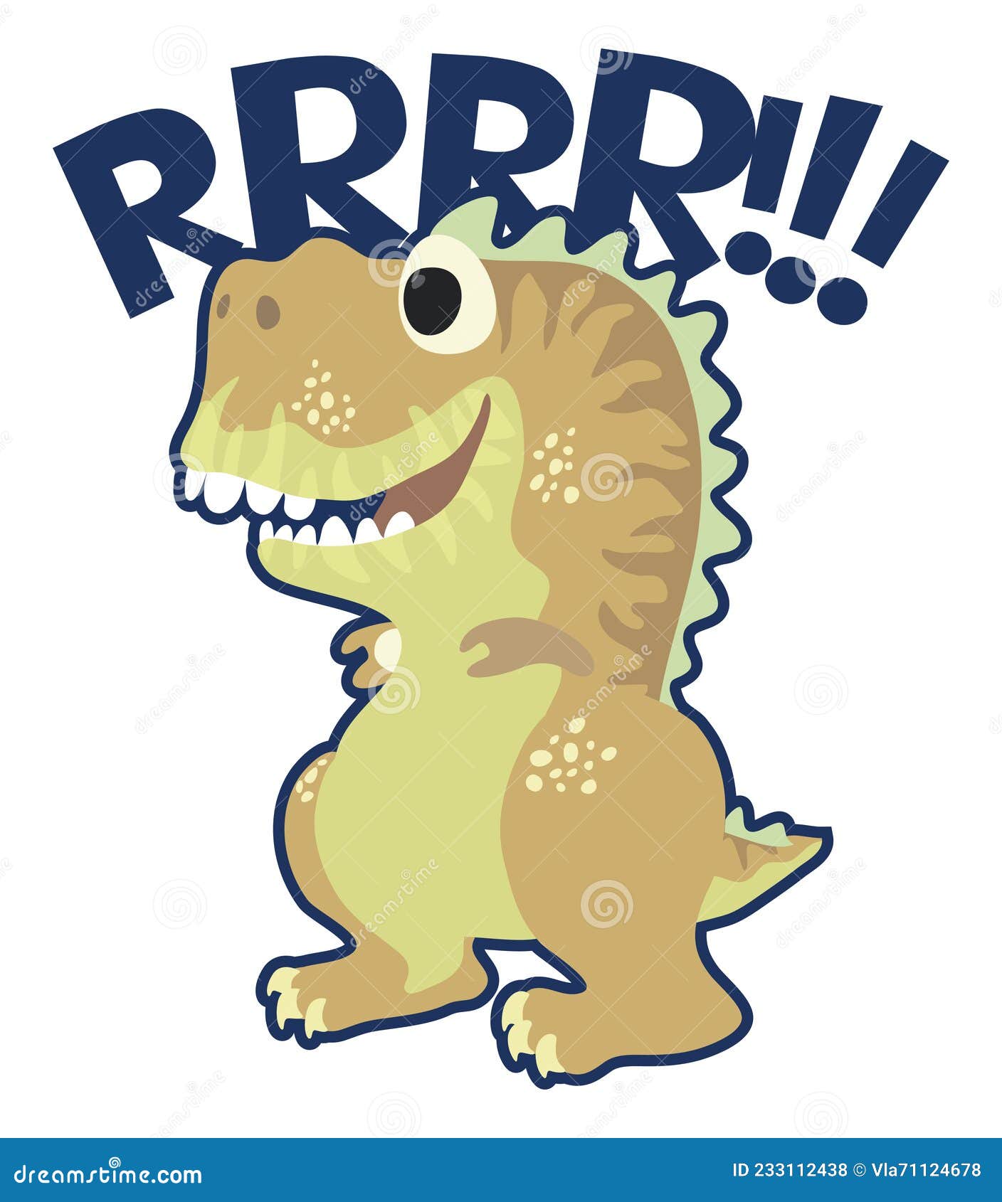 Merch Design with Roaring Cute Little T-rex Stock Vector - Illustration ...