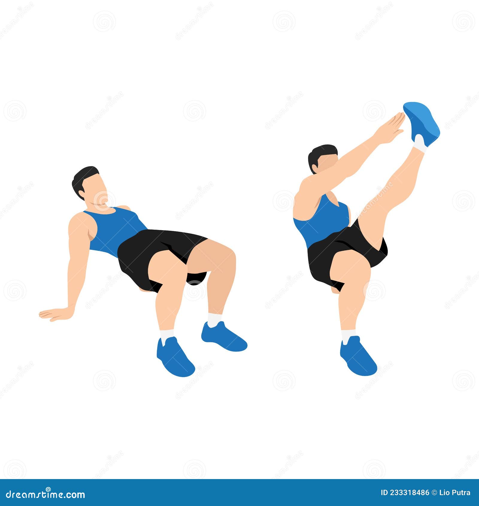 Man Doing Crab Toe Touches Exercise. Flat Vector Stock Vector ...