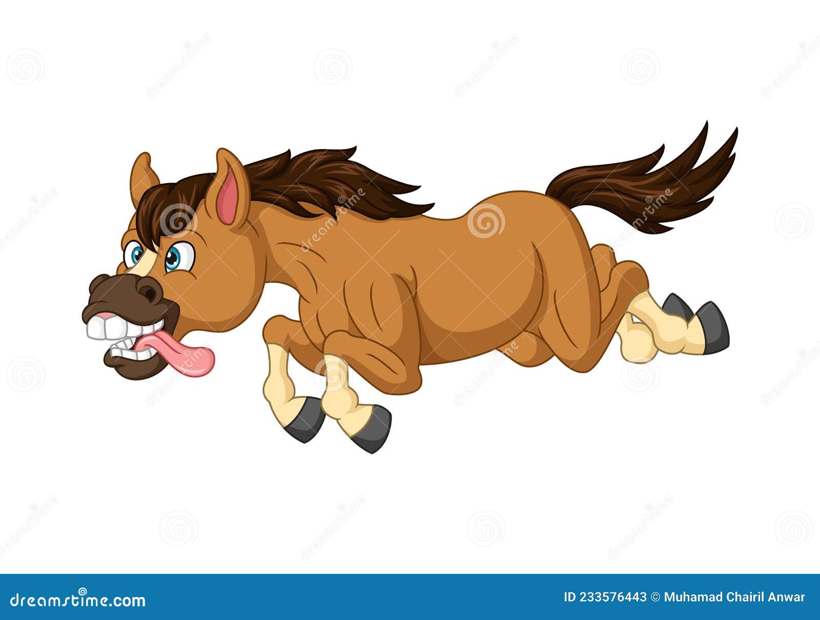 Cartoon Funny Brown Donkey Running Stock Vector - Illustration of ...