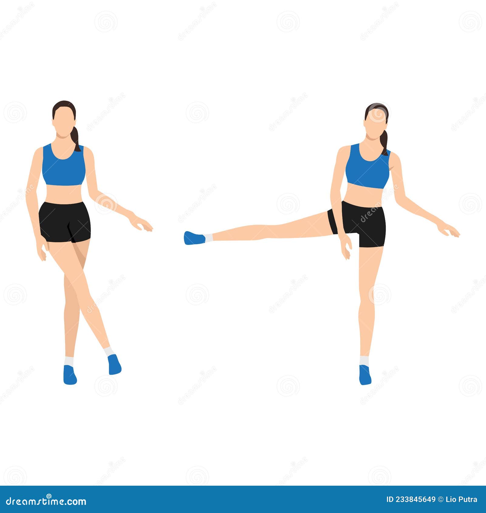 Side Leg Raises Exercise Silhouette Cartoon Vector | CartoonDealer.com ...