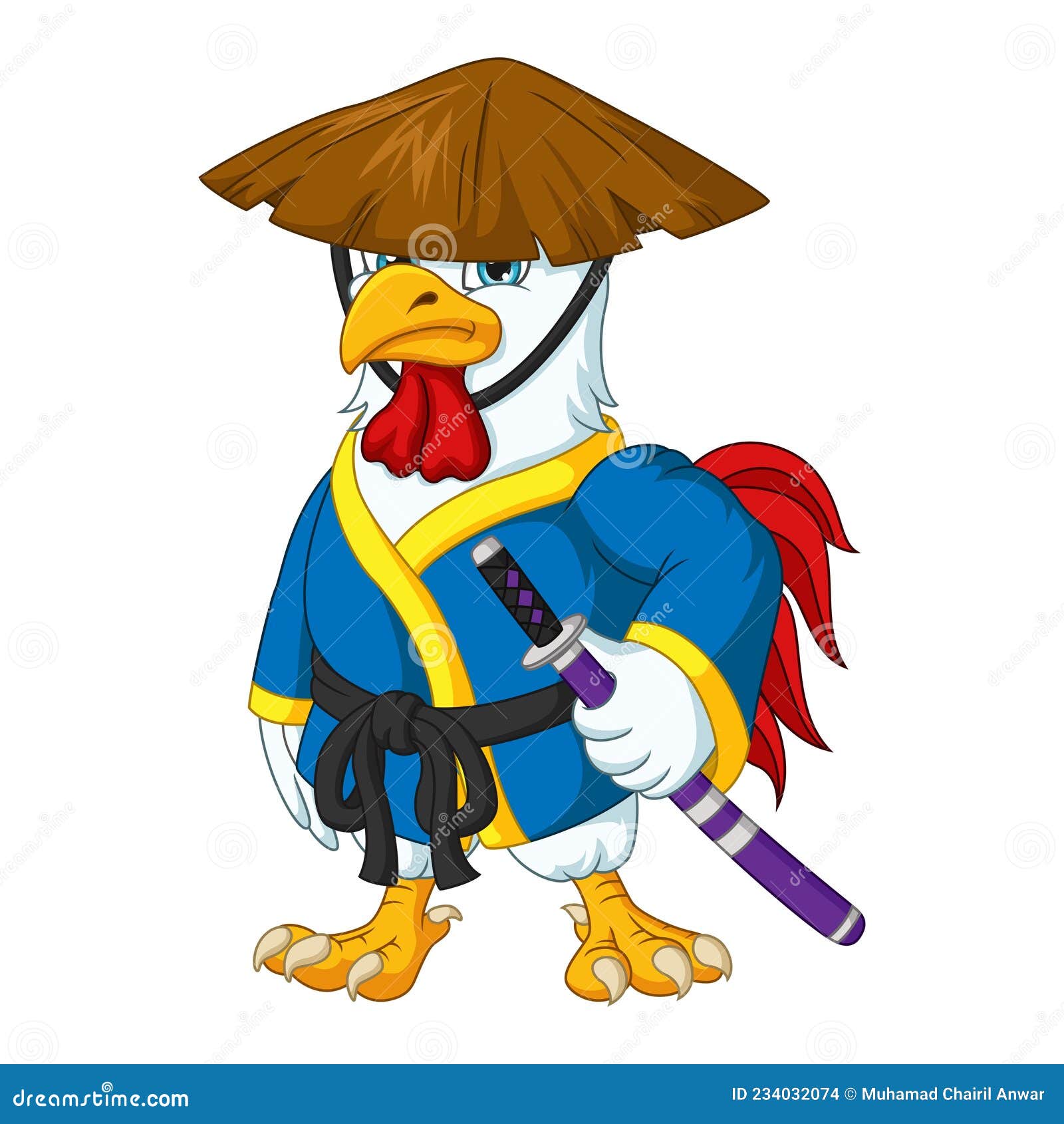 Samurai Chicken Or Rooster In Armor Of Japanese Warrior And With Sword ...