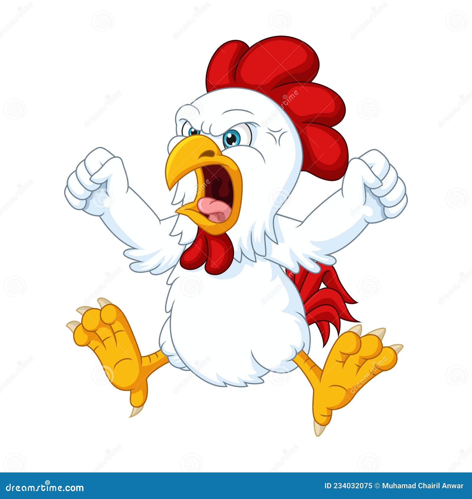 Angry Chicken Cartoon Illustration. Isolated Image On White Background ...