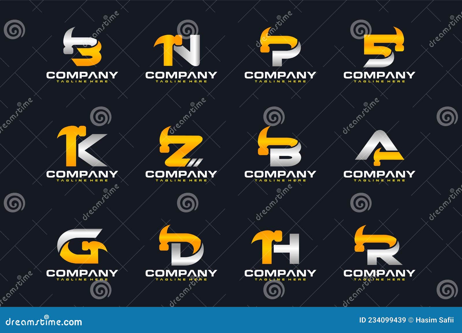 Initial Letter Hammer Bundle Logo Stock Vector - Illustration of logo ...