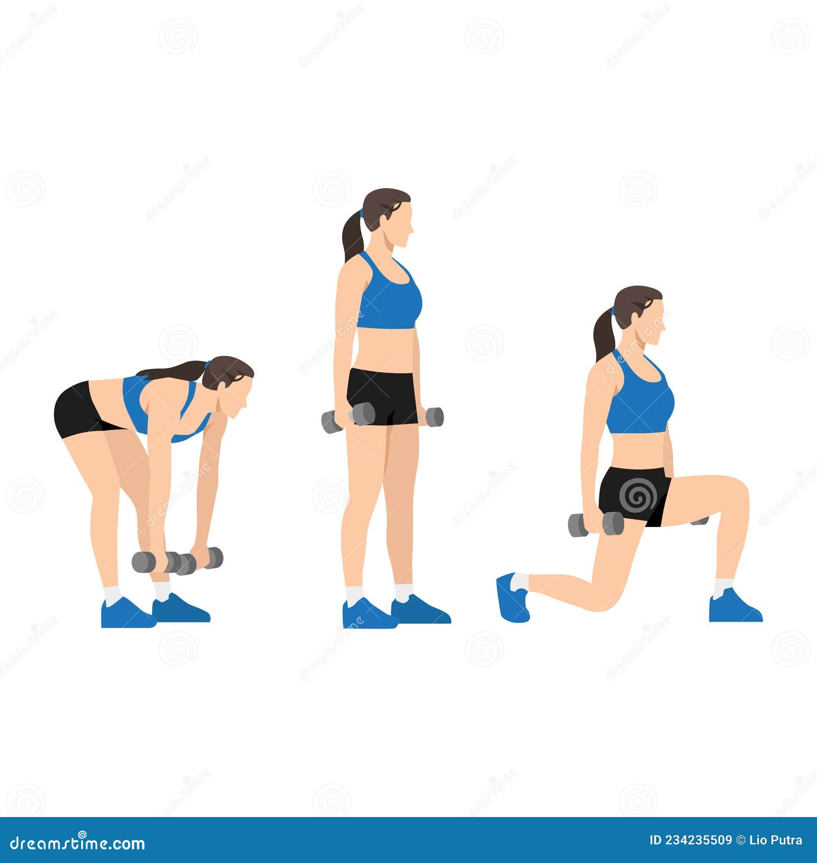 Lunge Exercise For Legs. Vector Illustration | CartoonDealer.com #83423968