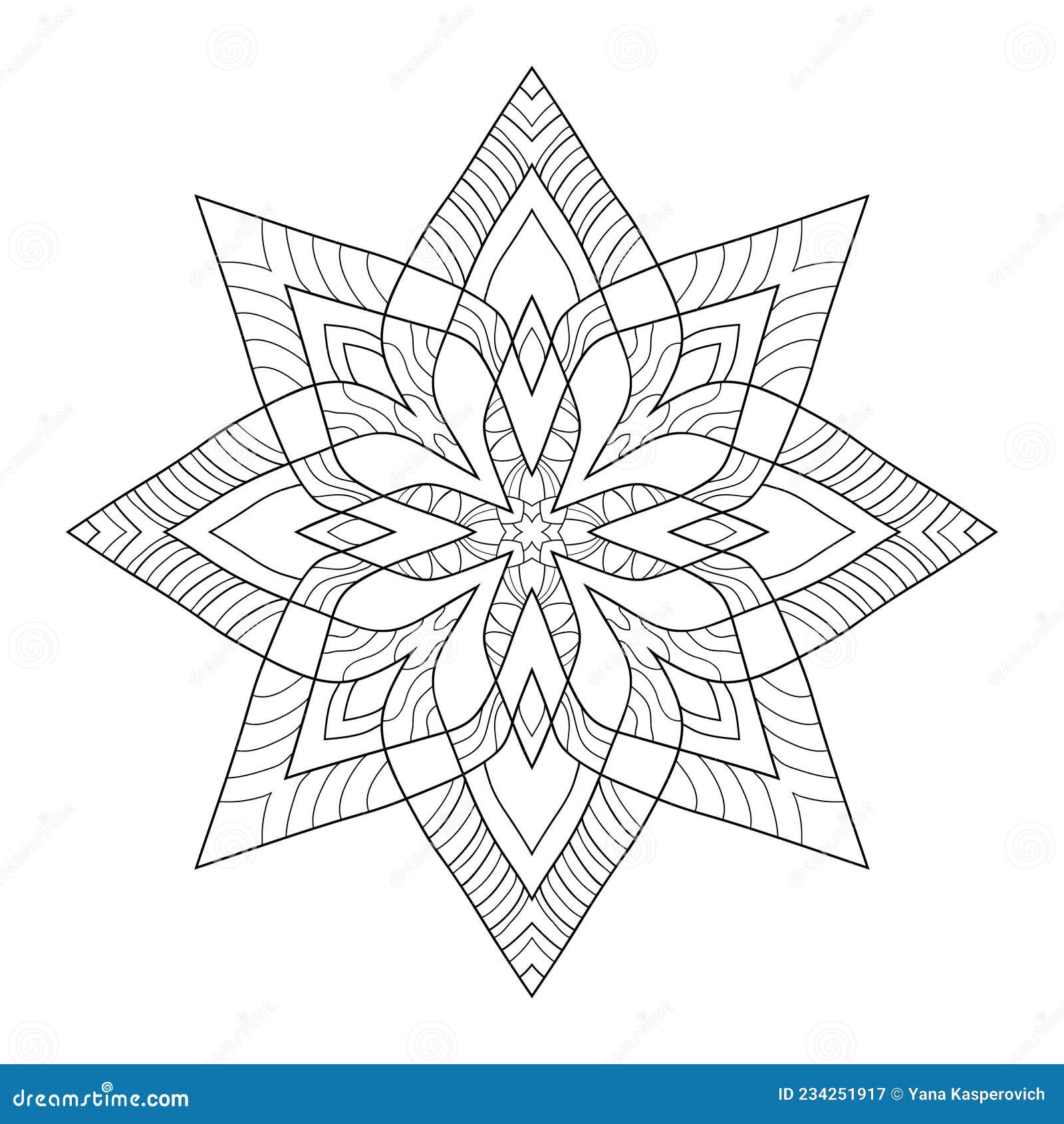 Decorative Mandala with Striped Patterns on White Isolated Background ...