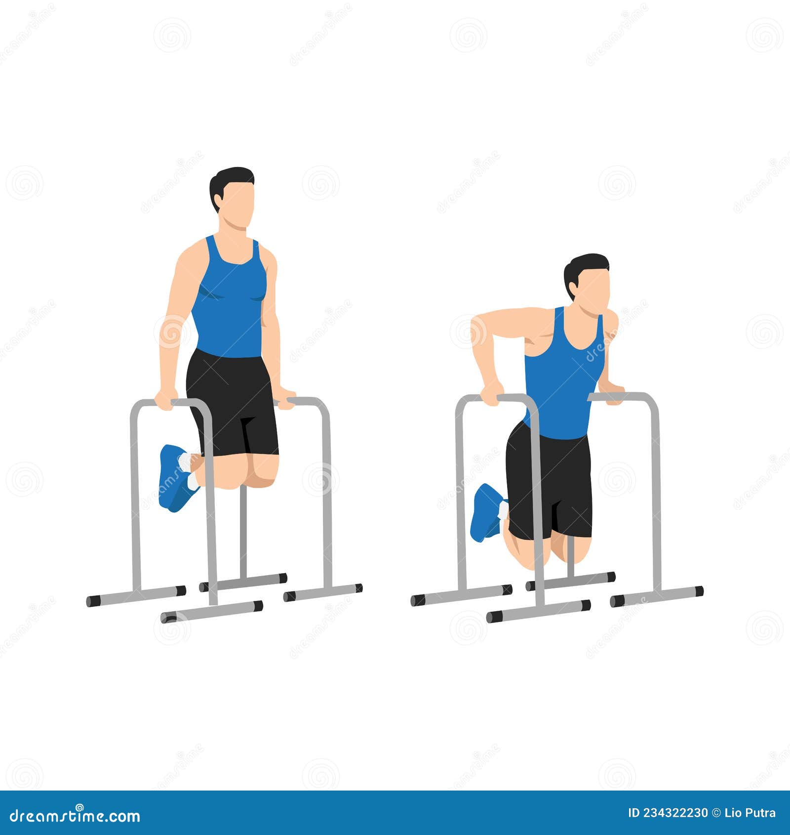 Tricep Dip Workout Outline Cartoon Vector | CartoonDealer.com #142917691