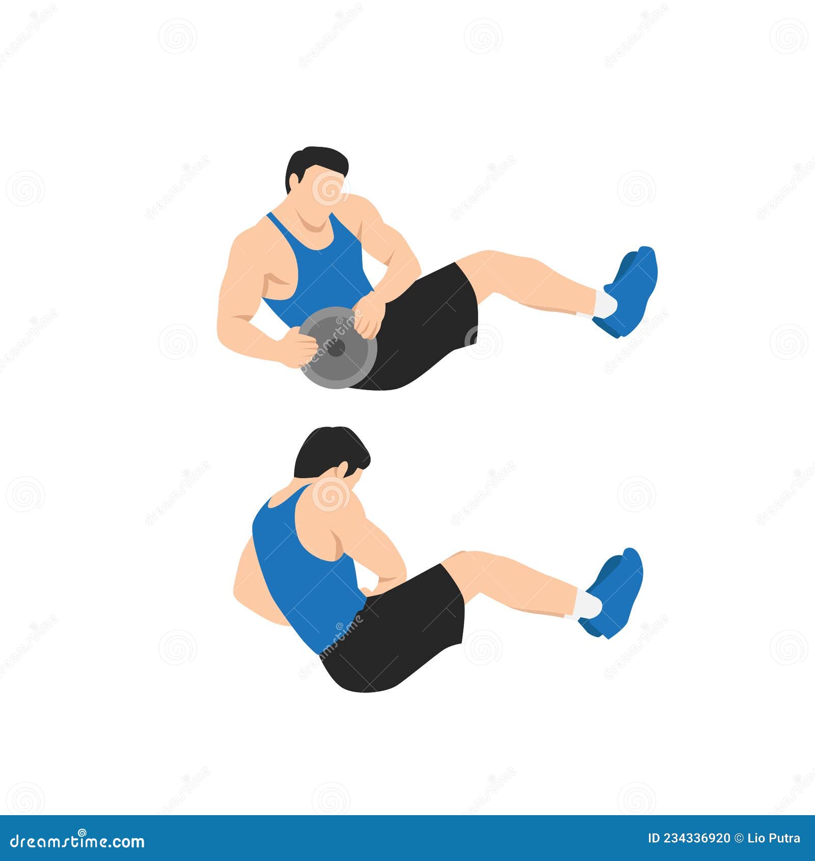Man Doing Weighted Russian. Mason Twists Exercise Stock Vector ...