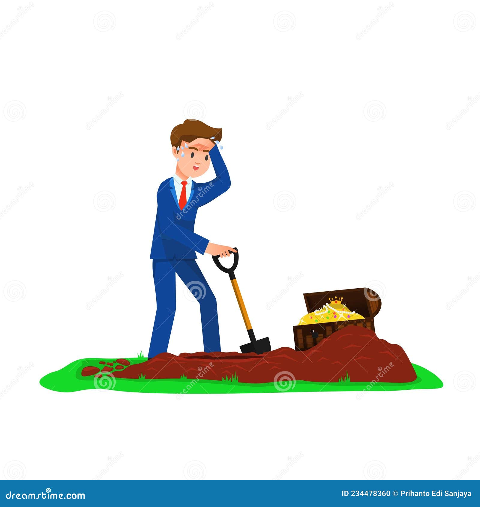 A Businessman Manages To Get Treasure from the Ground Stock Vector ...