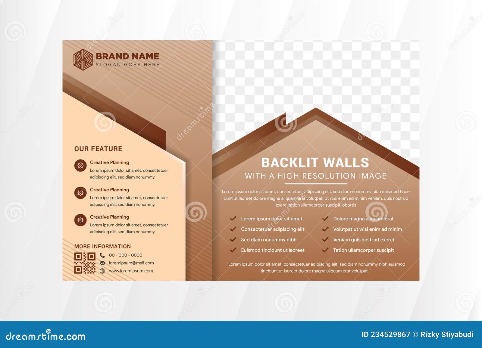 Backlit Walls Flyer Design Template with Abstract Geometric Background ...