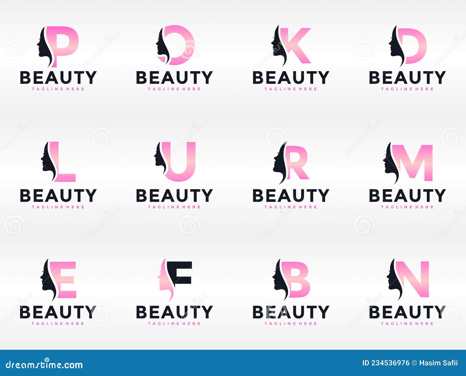 Initial Letter Beauty Face Bundle Logo Stock Vector - Illustration of ...