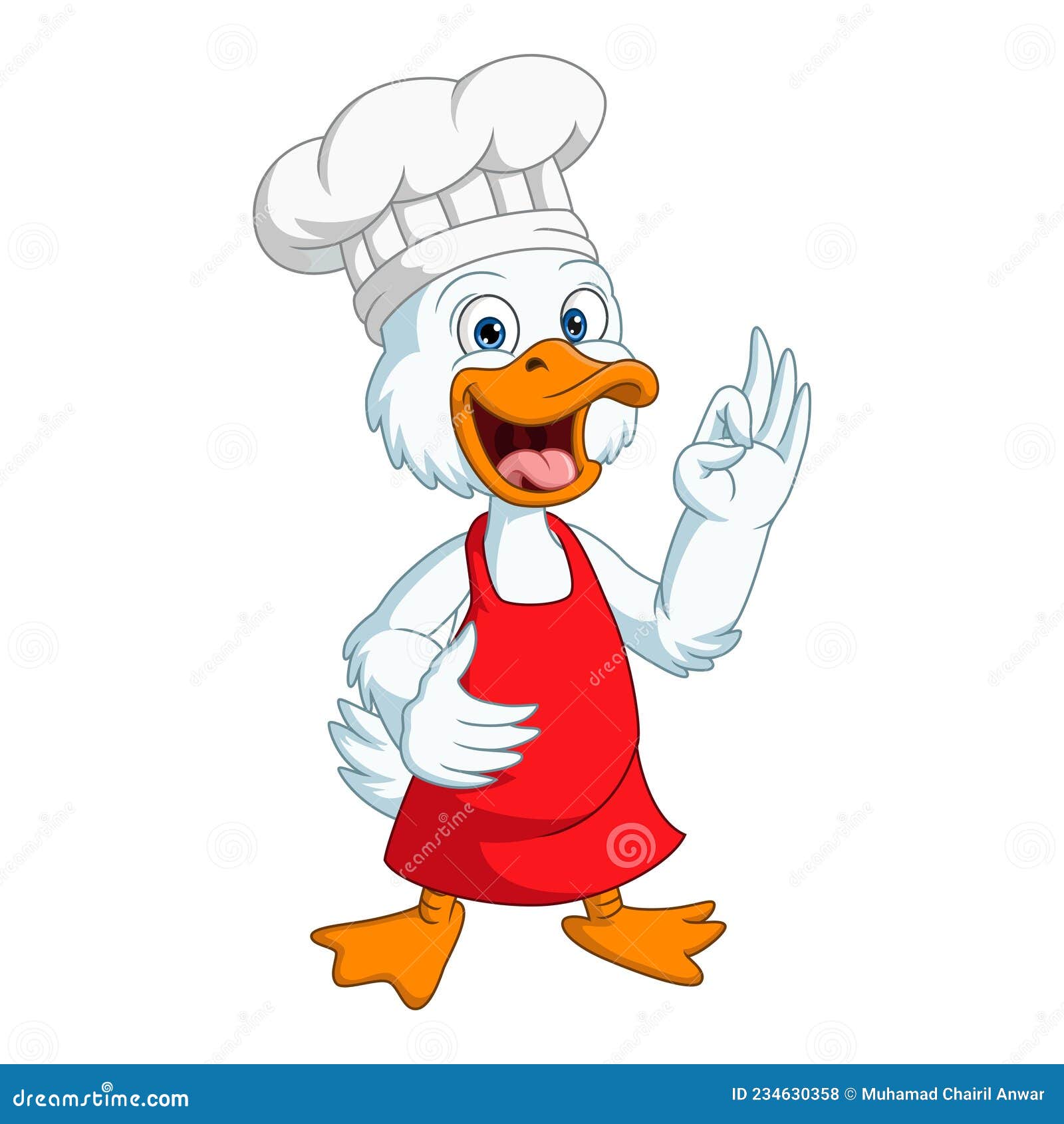 Cute Duck Chef Cartoon with Ok Sign Stock Vector - Illustration of ...