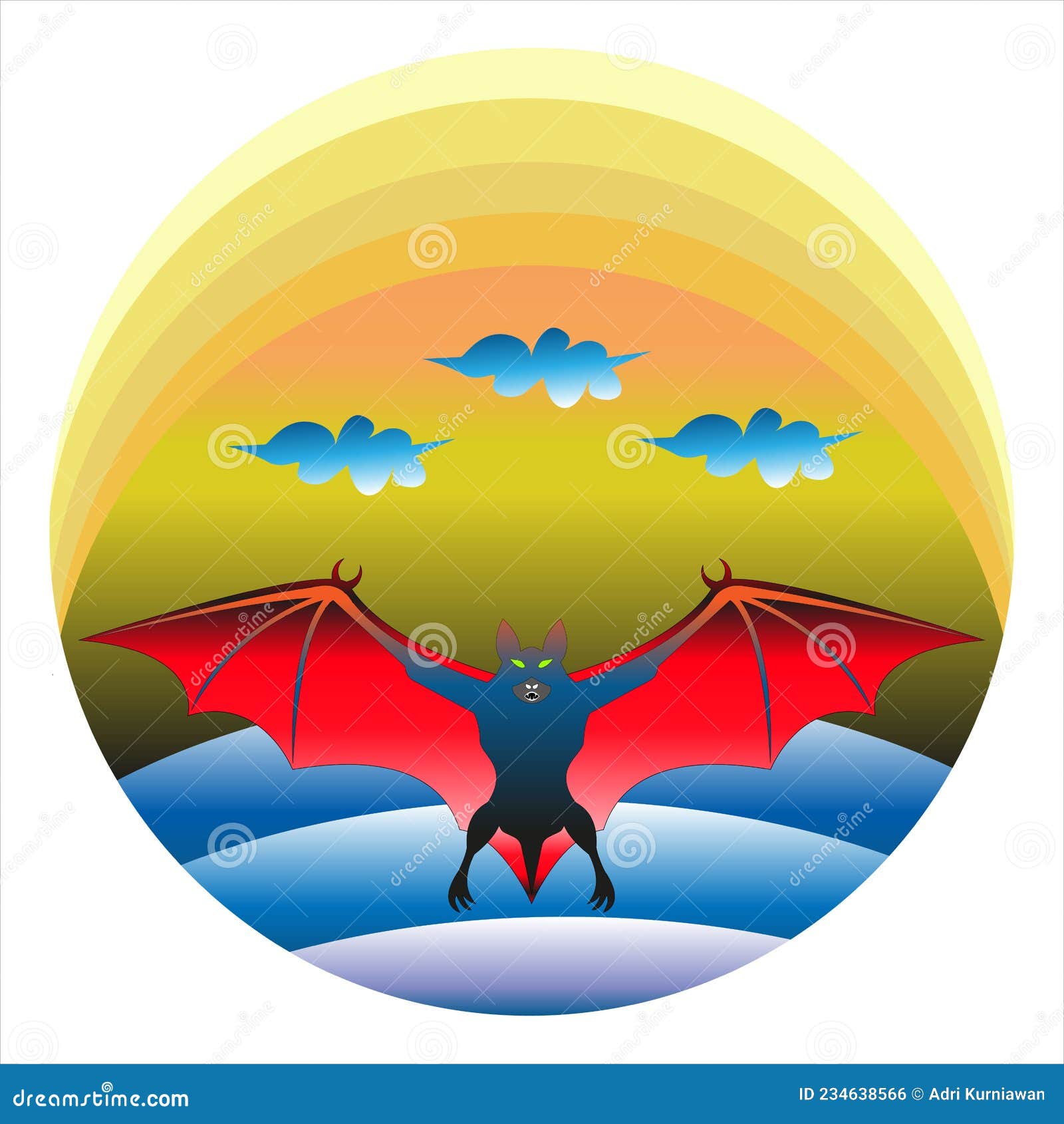 Flying Bat Flat Illustration Vector Images Stock Vector - Illustration ...