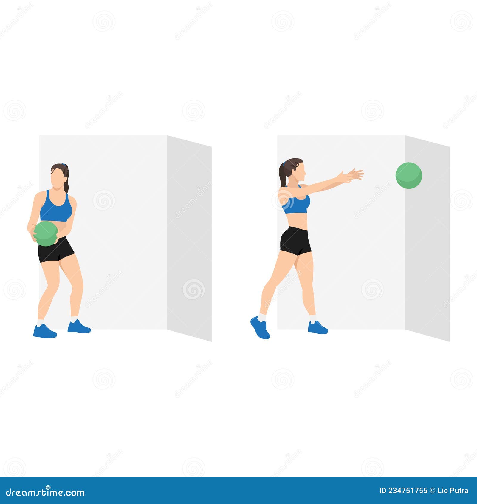 Medicine Ball. Alternating Side Slams Exercise. Flat Vector ...