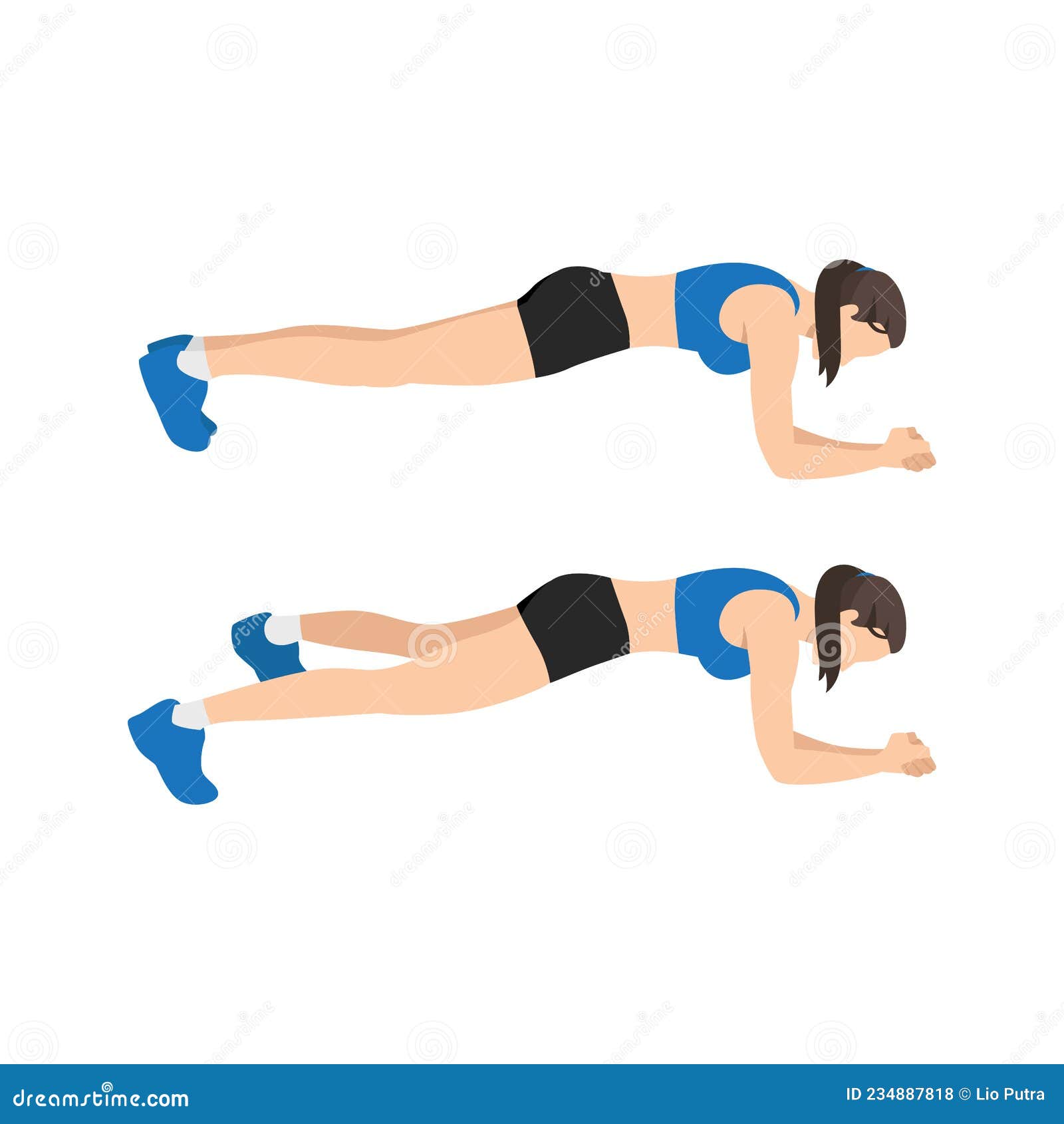 PLank Jacks. Plank. Planking. Sport Exersice. Silhouettes Of Woman ...
