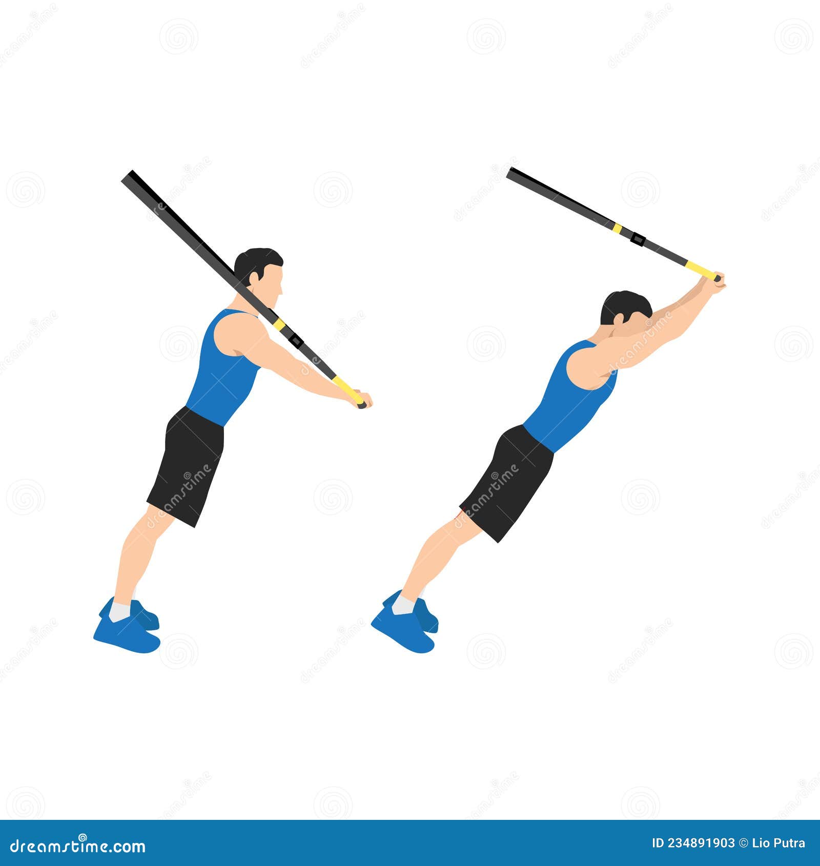 Man Doing Standing TRX Suspension Strap Ab Rollout. Stock Vector ...