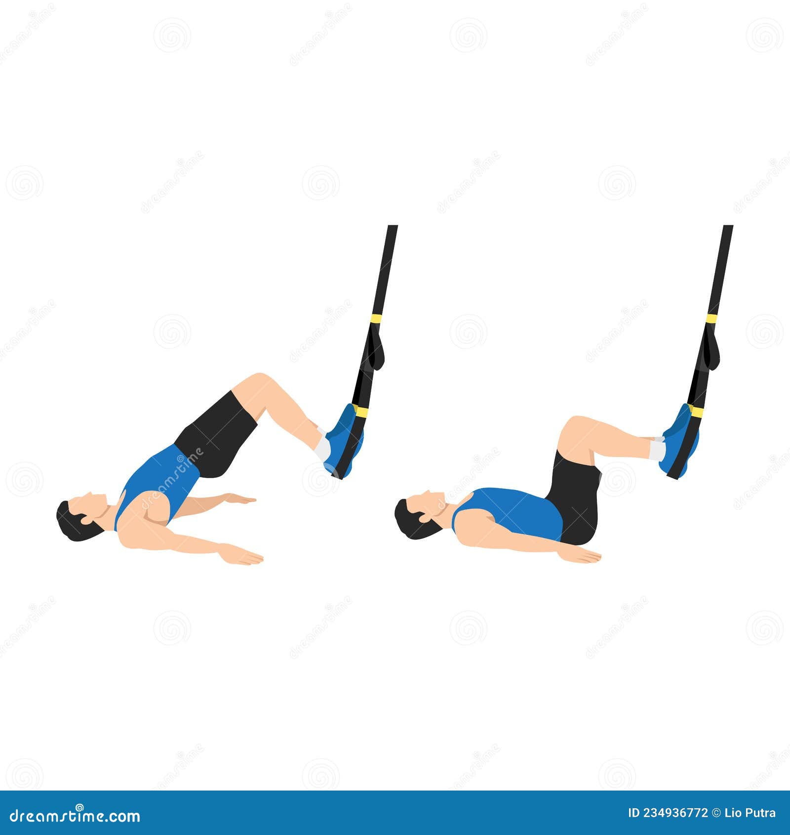 Man Doing TRX Suspension Straps Glute Bridge Exercise Stock Vector ...