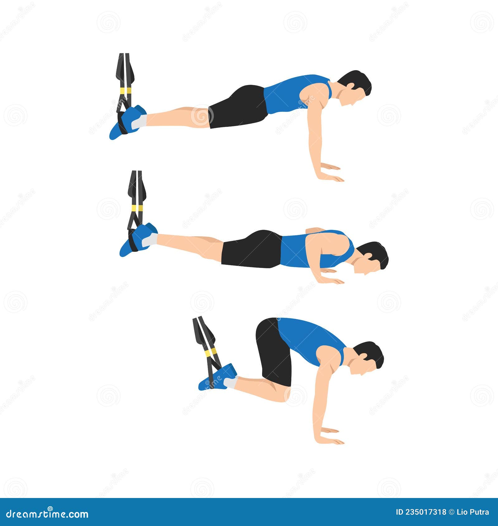 Man Doing TRX Suspension Strap Hamstring. Leg Curls Exercise Vector ...