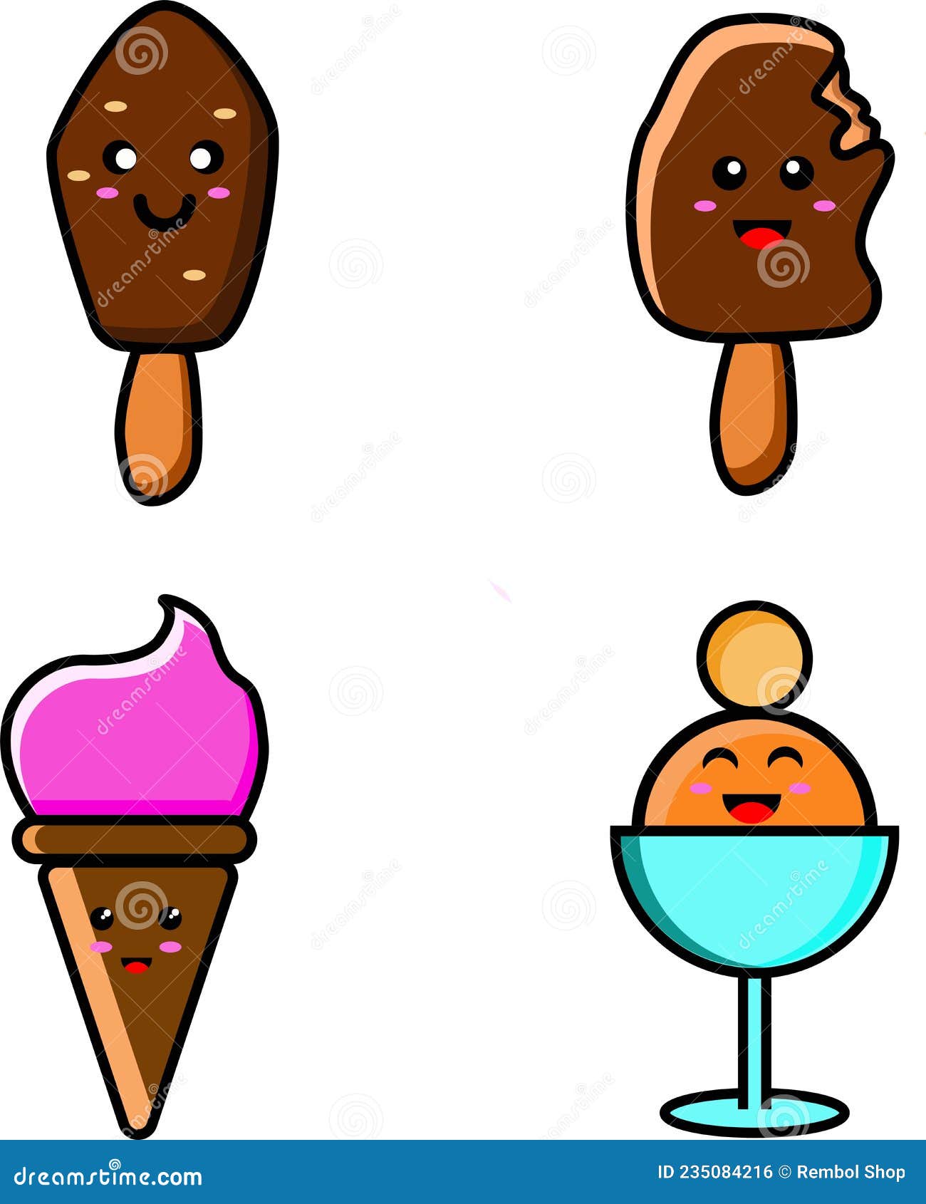 The Various Shapes of Food are Very Cute, Have 4 Fun Stock Illustration ...
