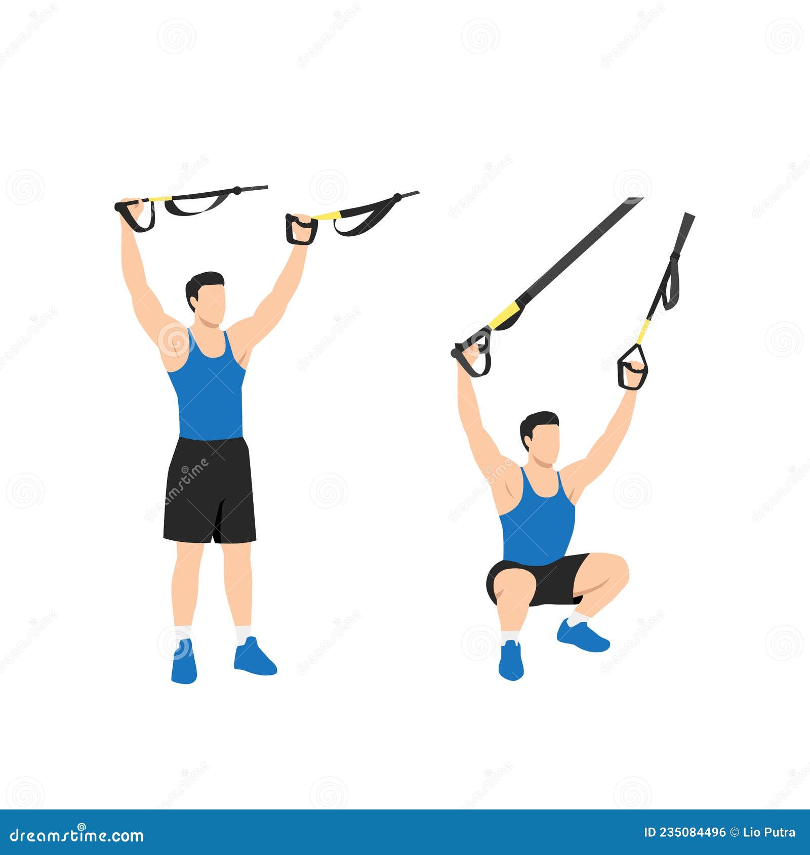 Man Doing TRX Suspension Strap Hamstring. Leg Curls Exercise Vector ...