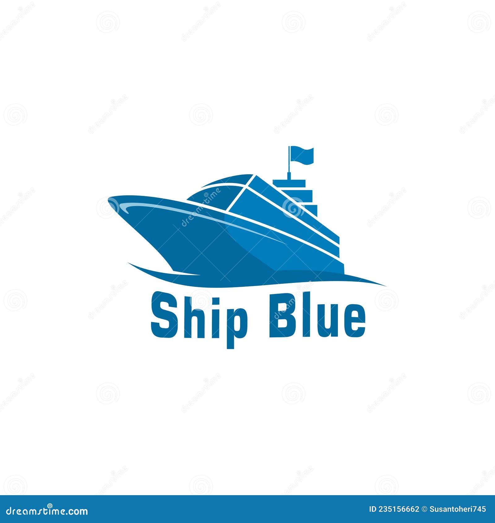 Blue Ship Logo Sailing on the Sea Stock Vector - Illustration of ...