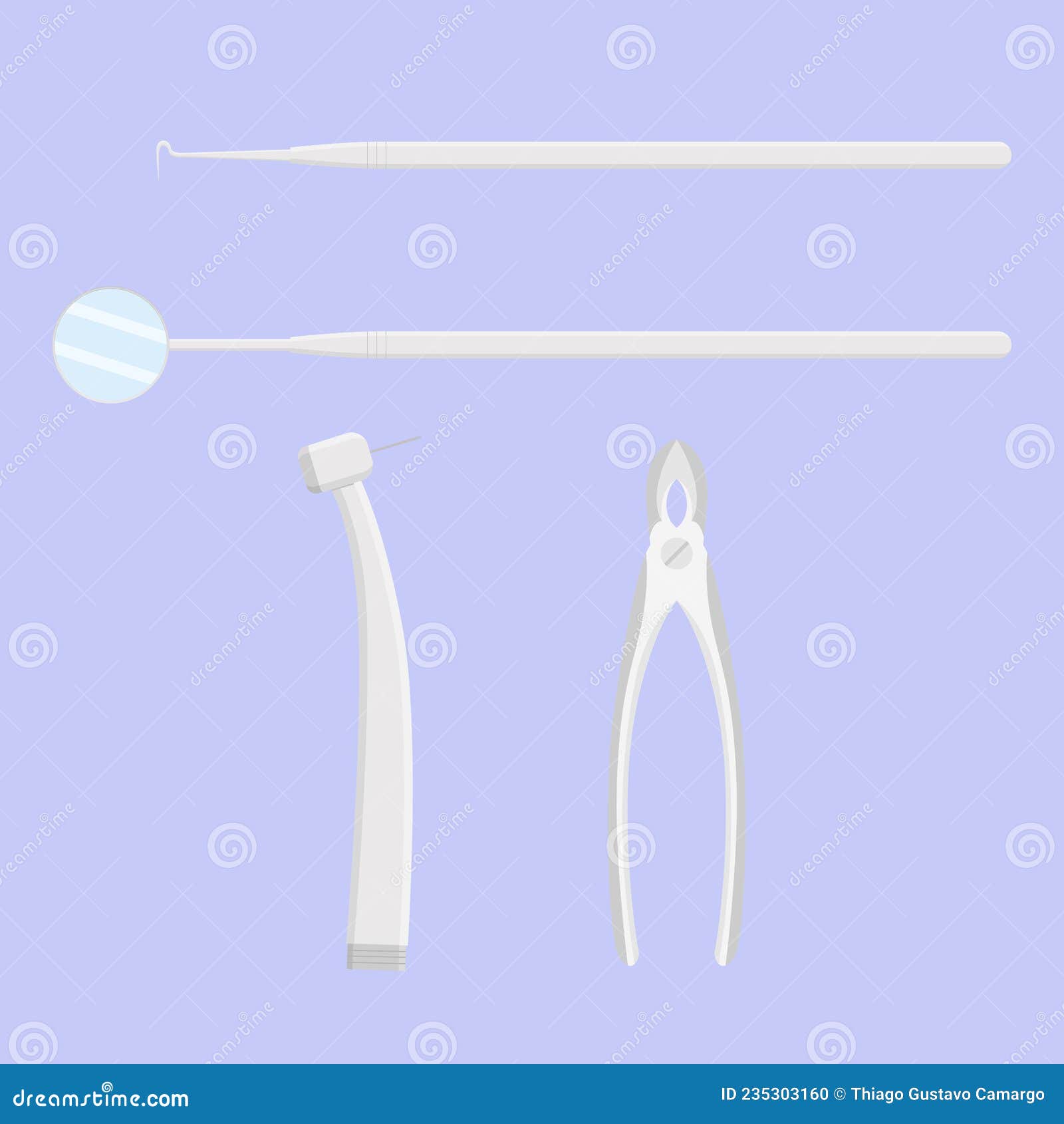 Dentists Tools Set. Flat Design Style Stock Vector - Illustration of ...