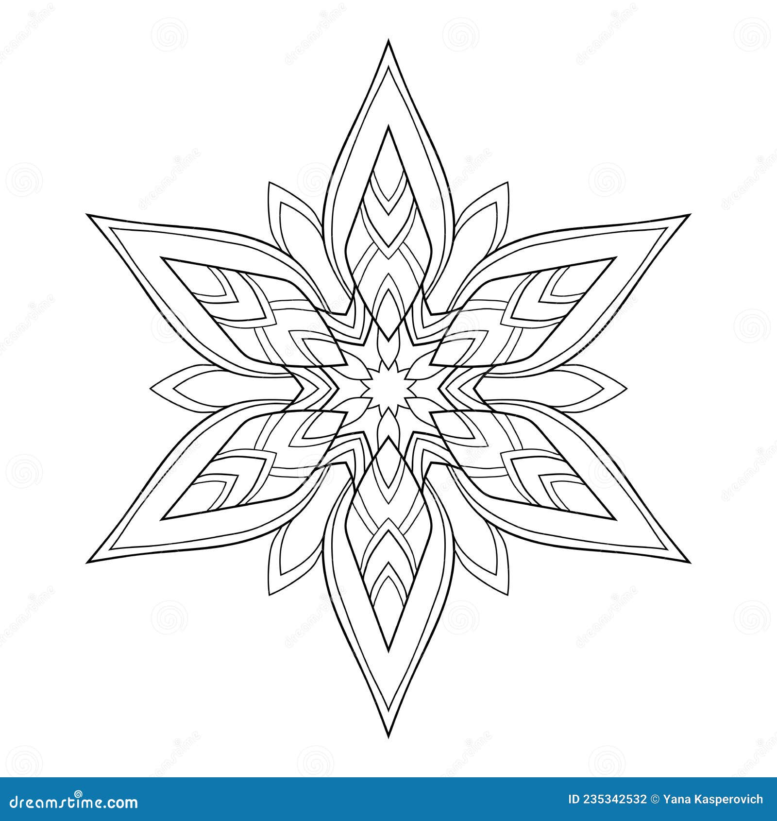 Simple Snowflake Mandala on White Isolated Background. Stock Vector ...