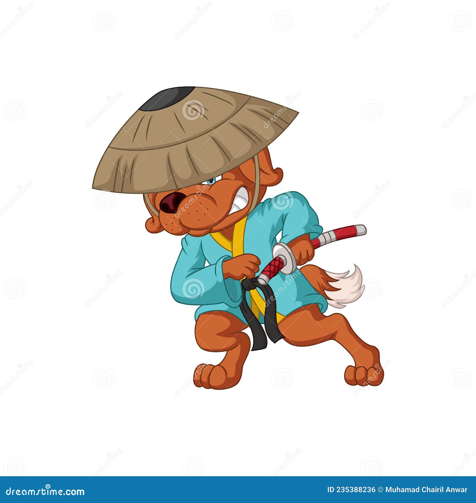Cartoon Samurai Dog Holding a Sword Stock Vector - Illustration of ...