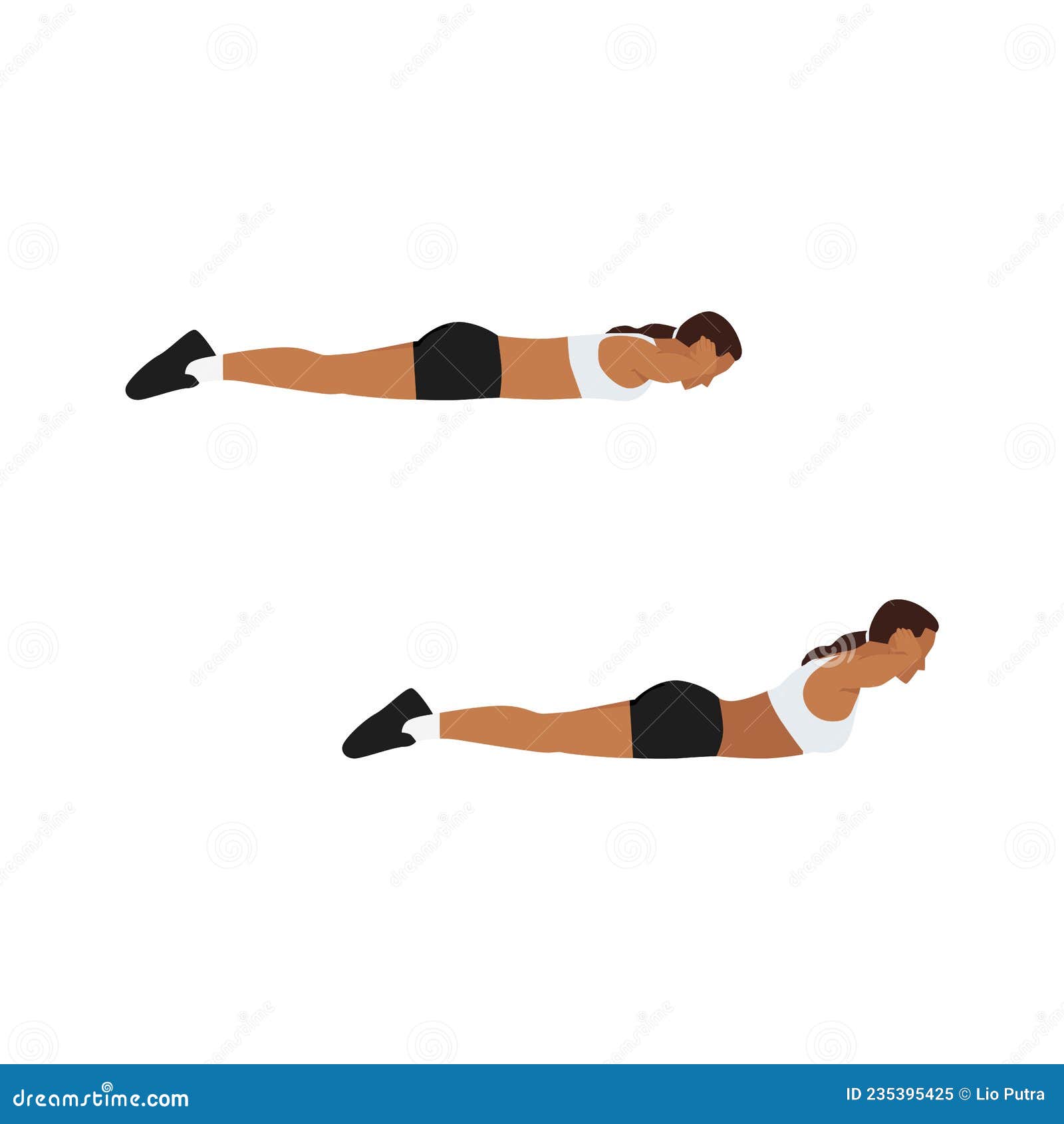 Woman Doing Back Extensions Exercise. Flat Vector Stock Illustration ...