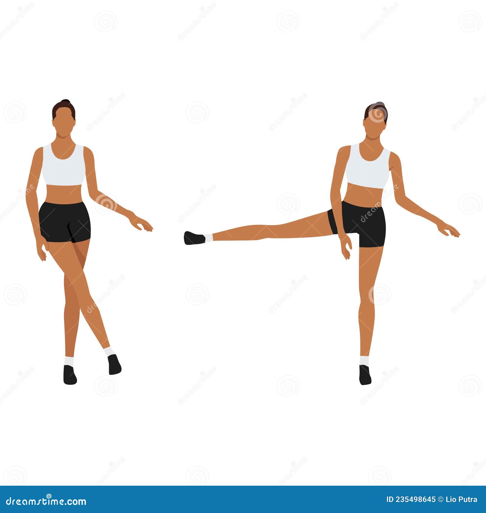 Side Leg Raises Exercise Silhouette Cartoon Vector | CartoonDealer.com ...