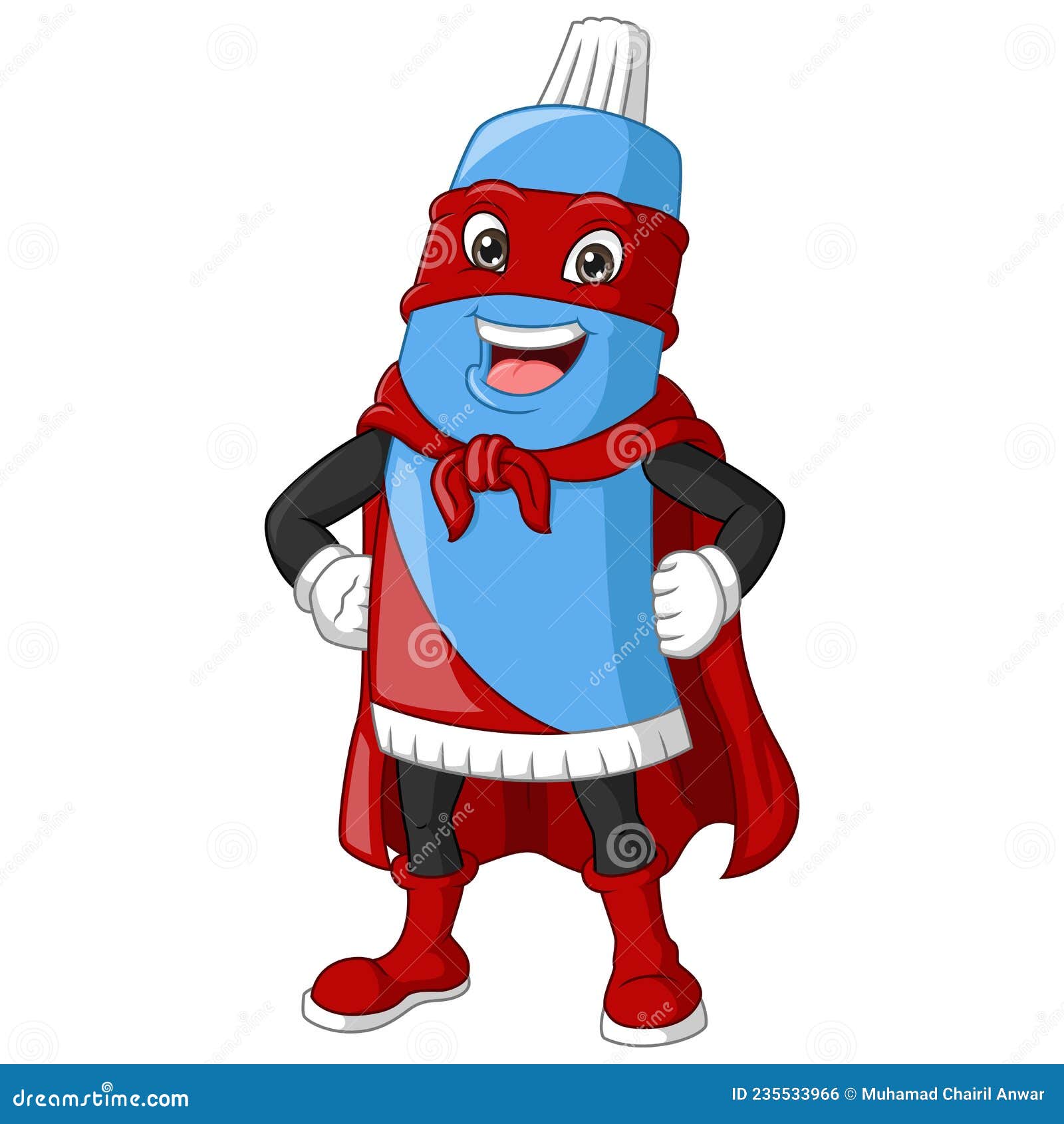 Cartoon Happy Toothpaste Superhero Characters Stock Vector ...