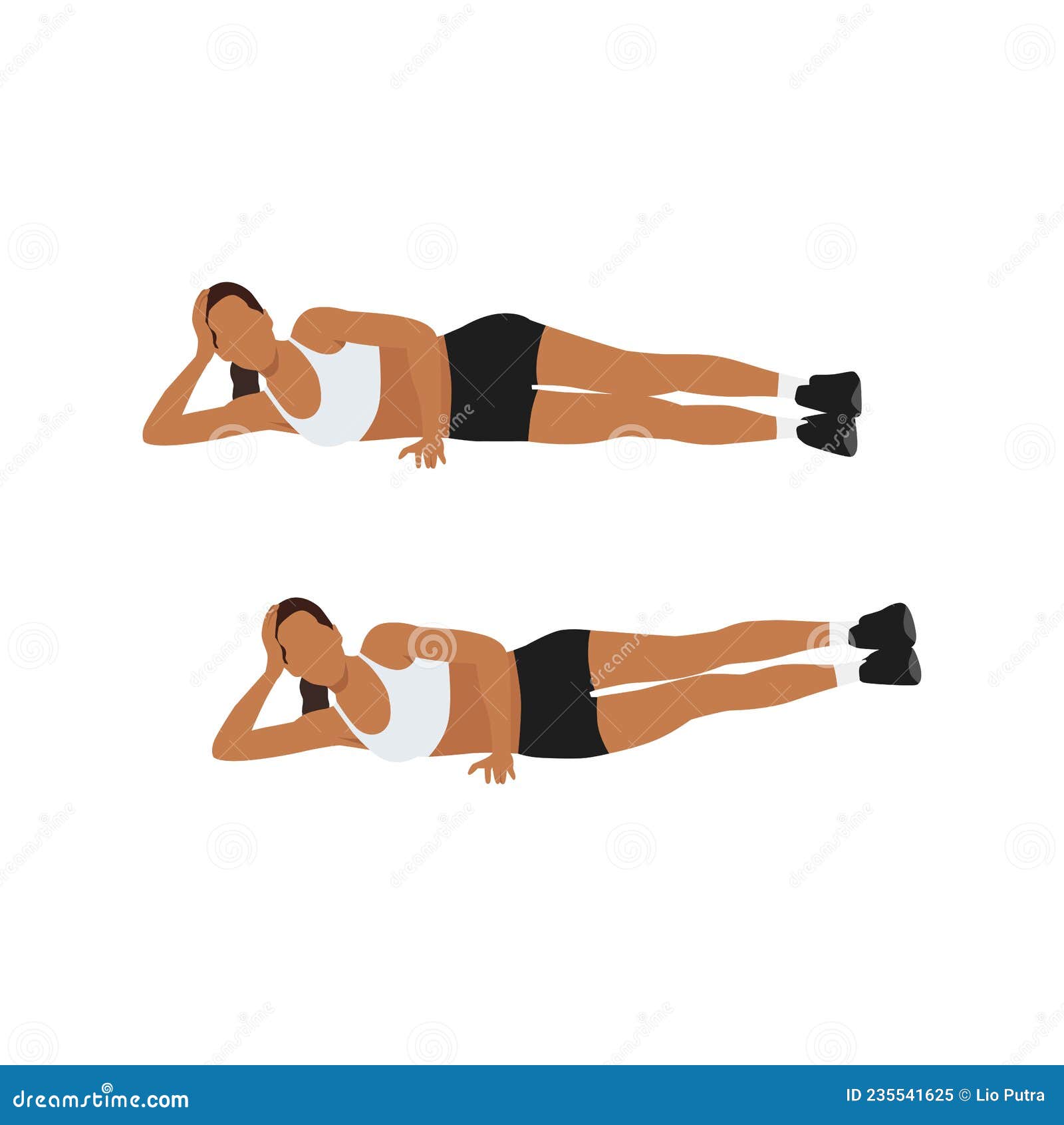 Woman Doing Side Leg Lifts Exercise. Flat Vector Stock Illustration ...