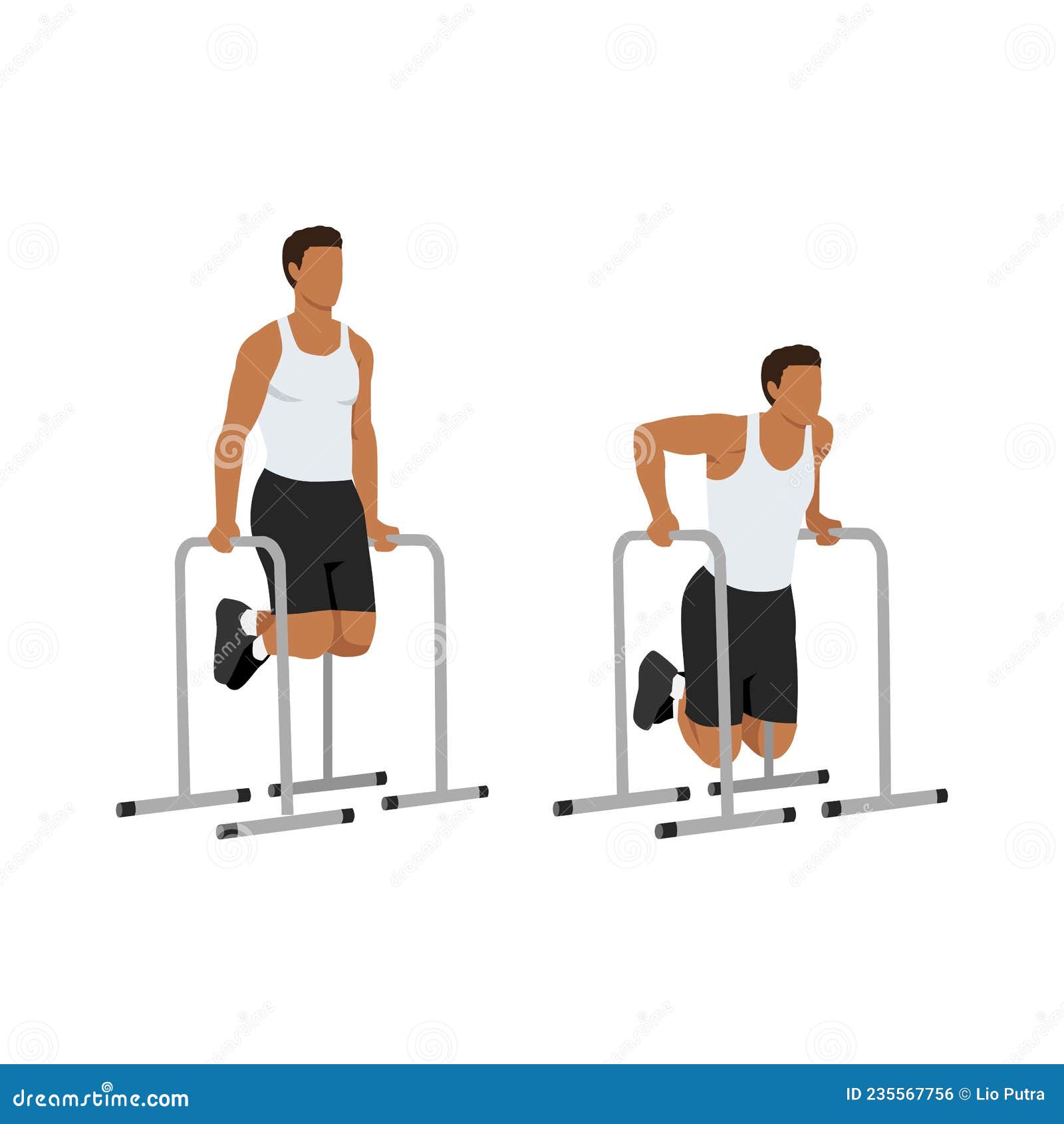Tricep Dip Workout Outline Cartoon Vector | CartoonDealer.com #142917691