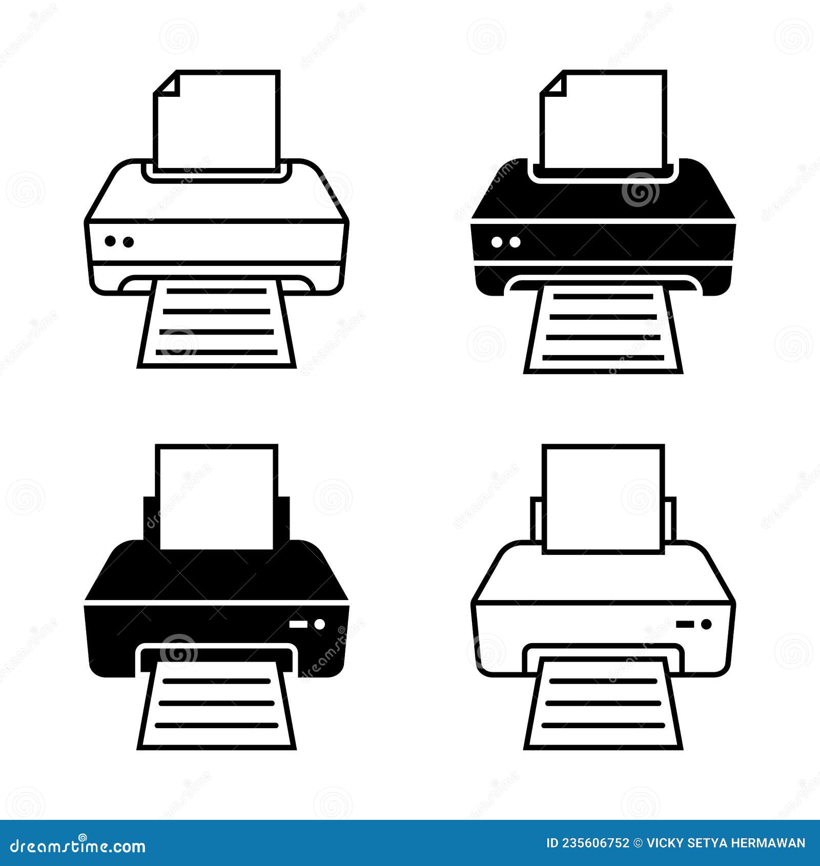 Printer Icon Set. Printer Symbol in Line Style. Good for Graphic and ...