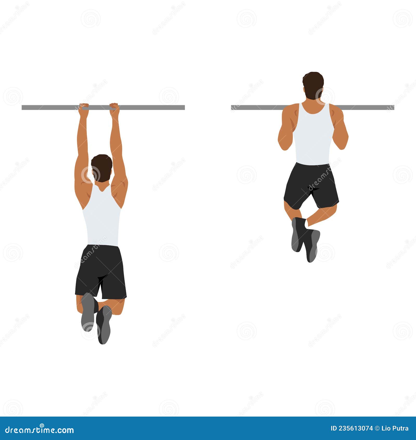 Man Doing Chin Ups Workout. Pull Up With Supinated Lat Pulldown Cartoon ...