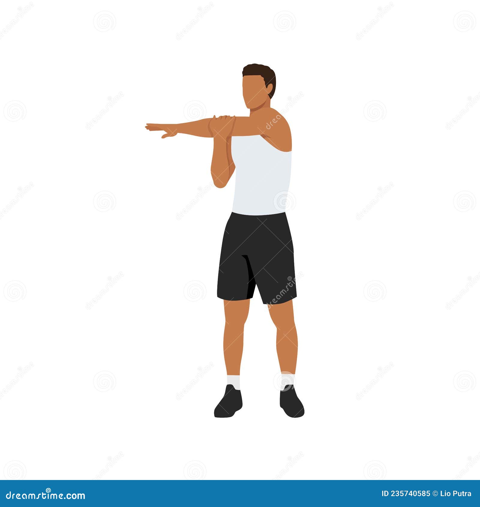 Man Doing Standing Cross Body Arm. Shoulder Stretch Stock Illustration ...