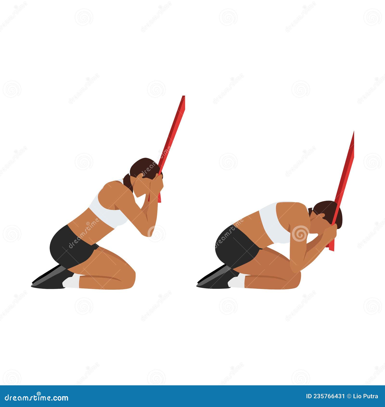 Kneeling Crunch Stock Illustrations – 7 Kneeling Crunch Stock ...