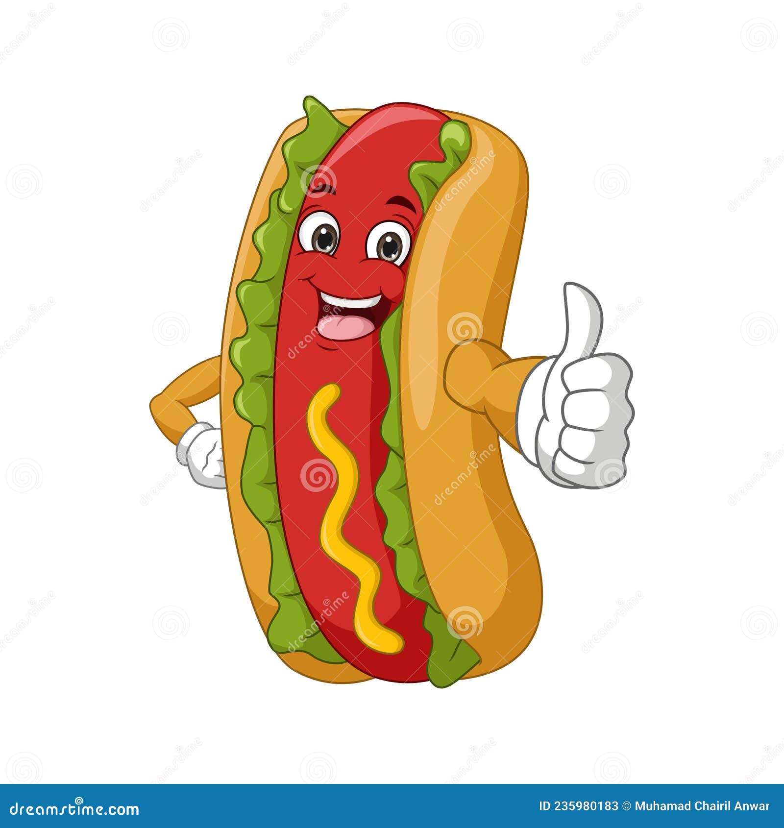Cartoon Smiling Hot Dog Giving Thumb Up Stock Vector - Illustration of ...