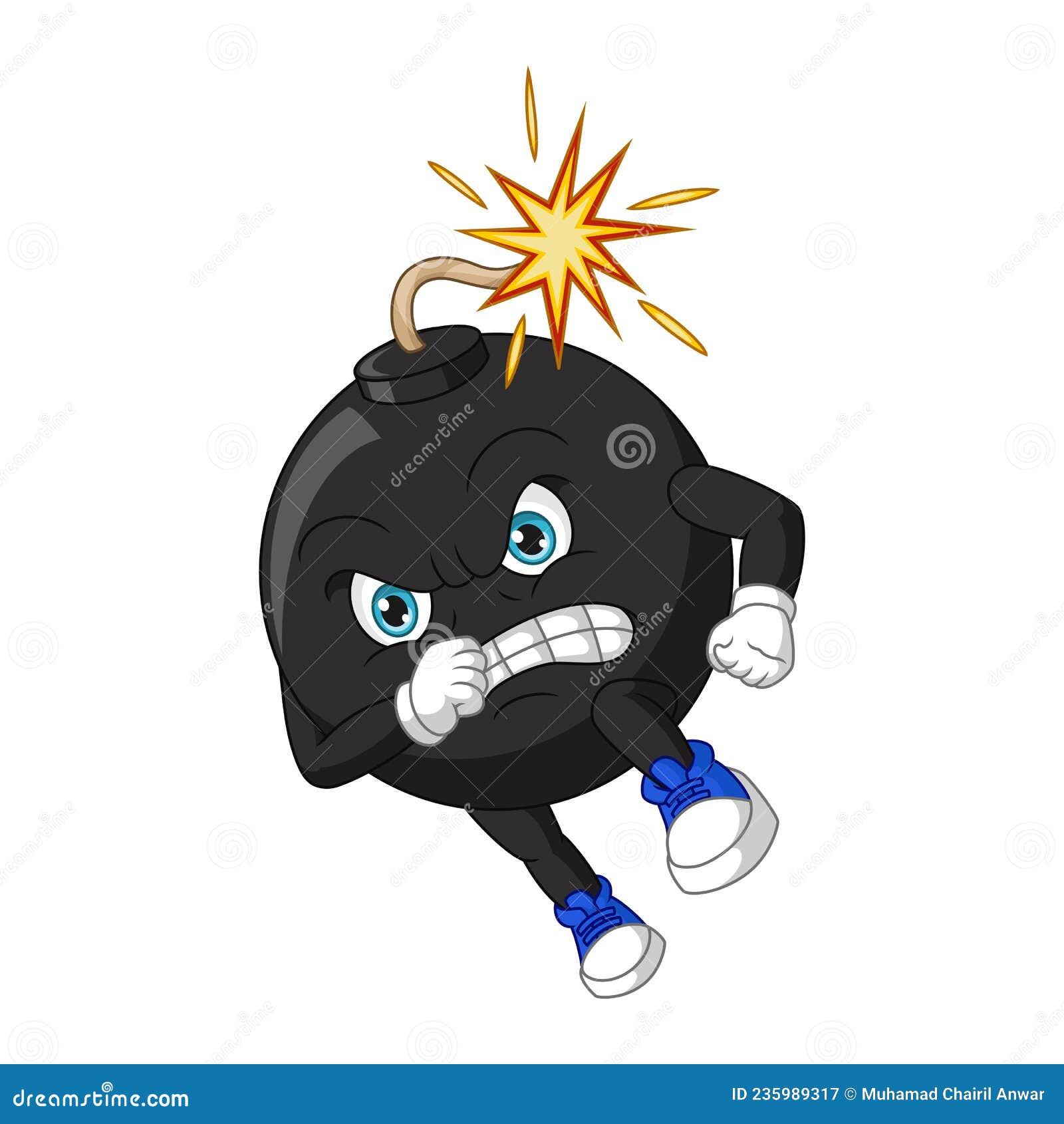 Cartoon Angry Bomb with Burned Wick Stock Vector - Illustration of fire ...