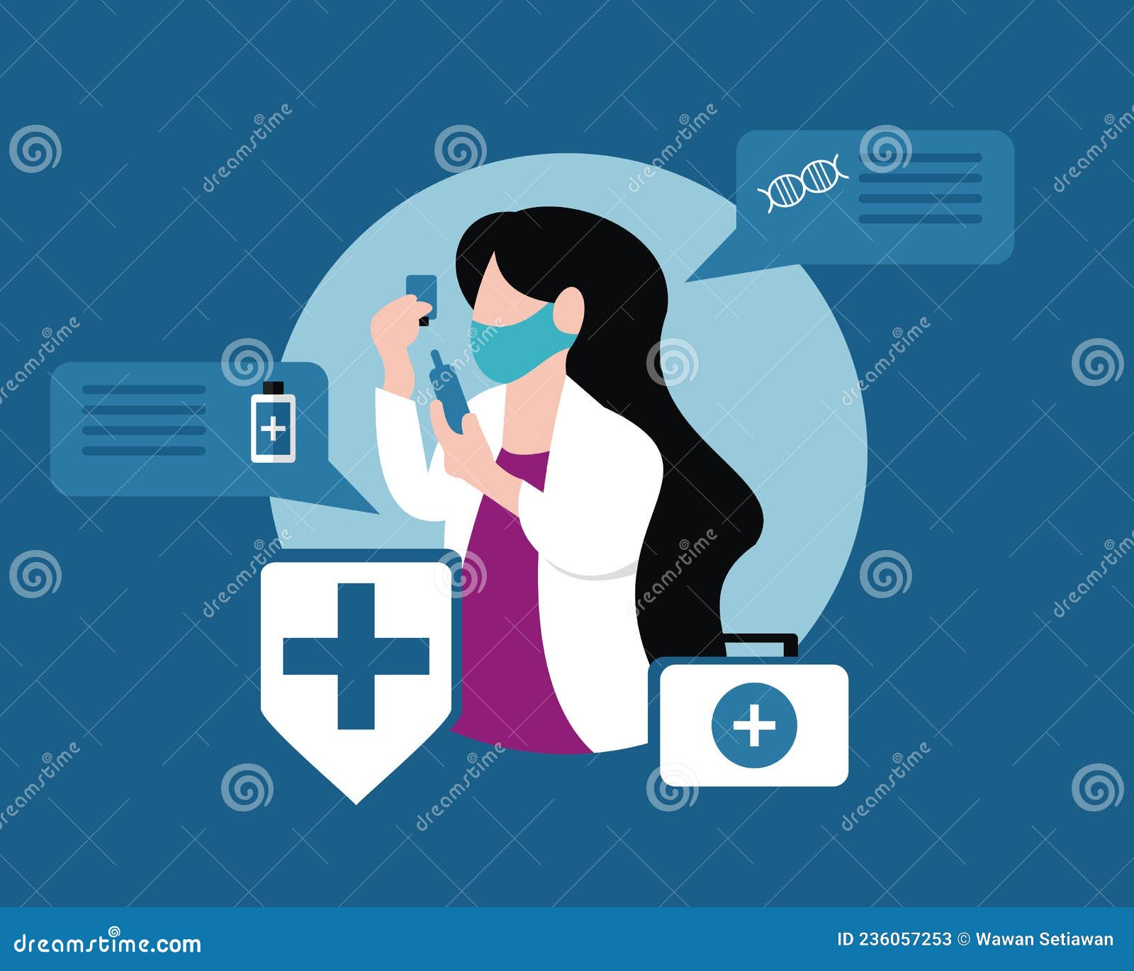 Illustration Vector Graphic of Young Doctor is Taking Serum for ...