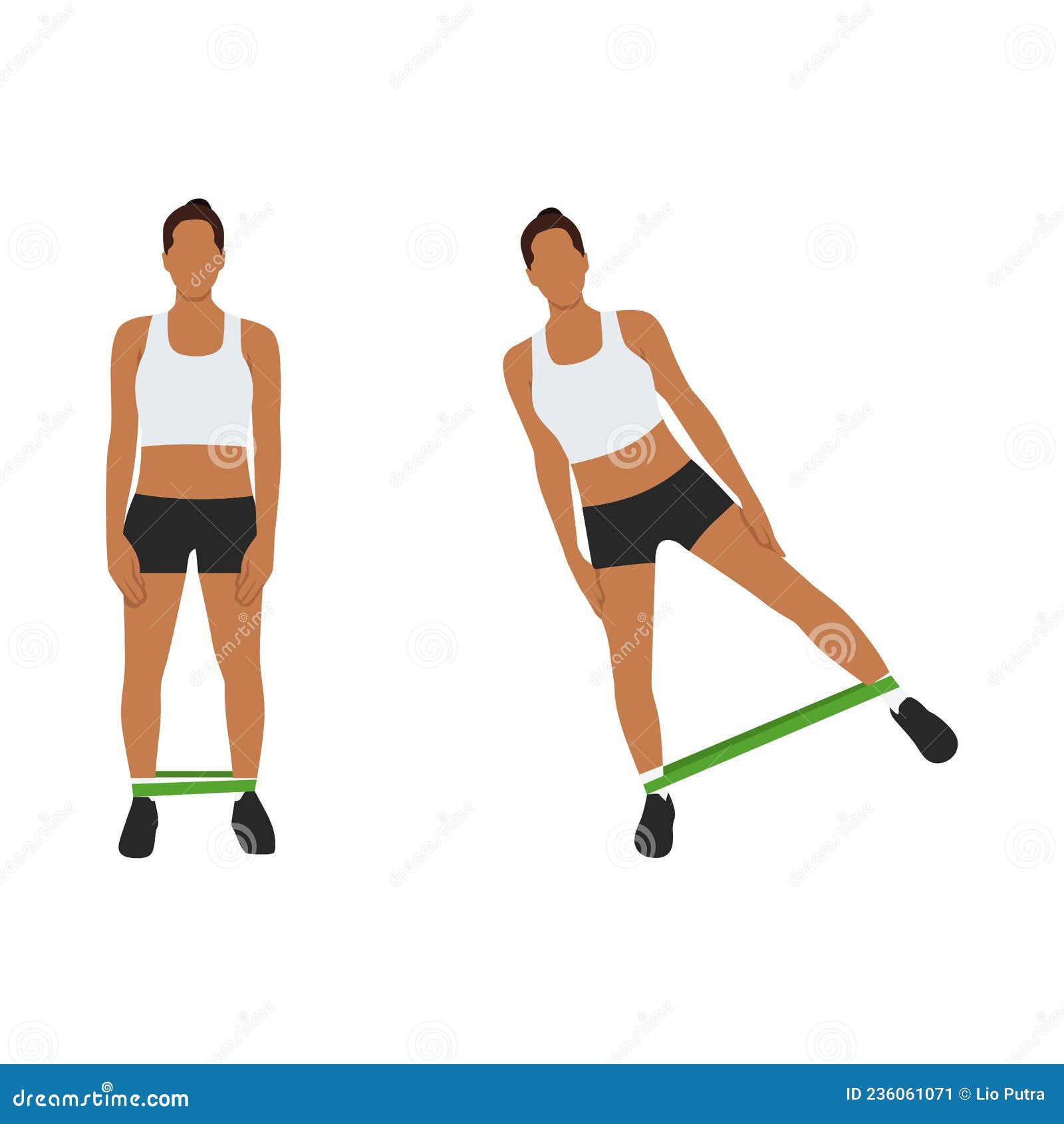 Big Set Booty Workout With Resistance Bands Cartoon Vector ...