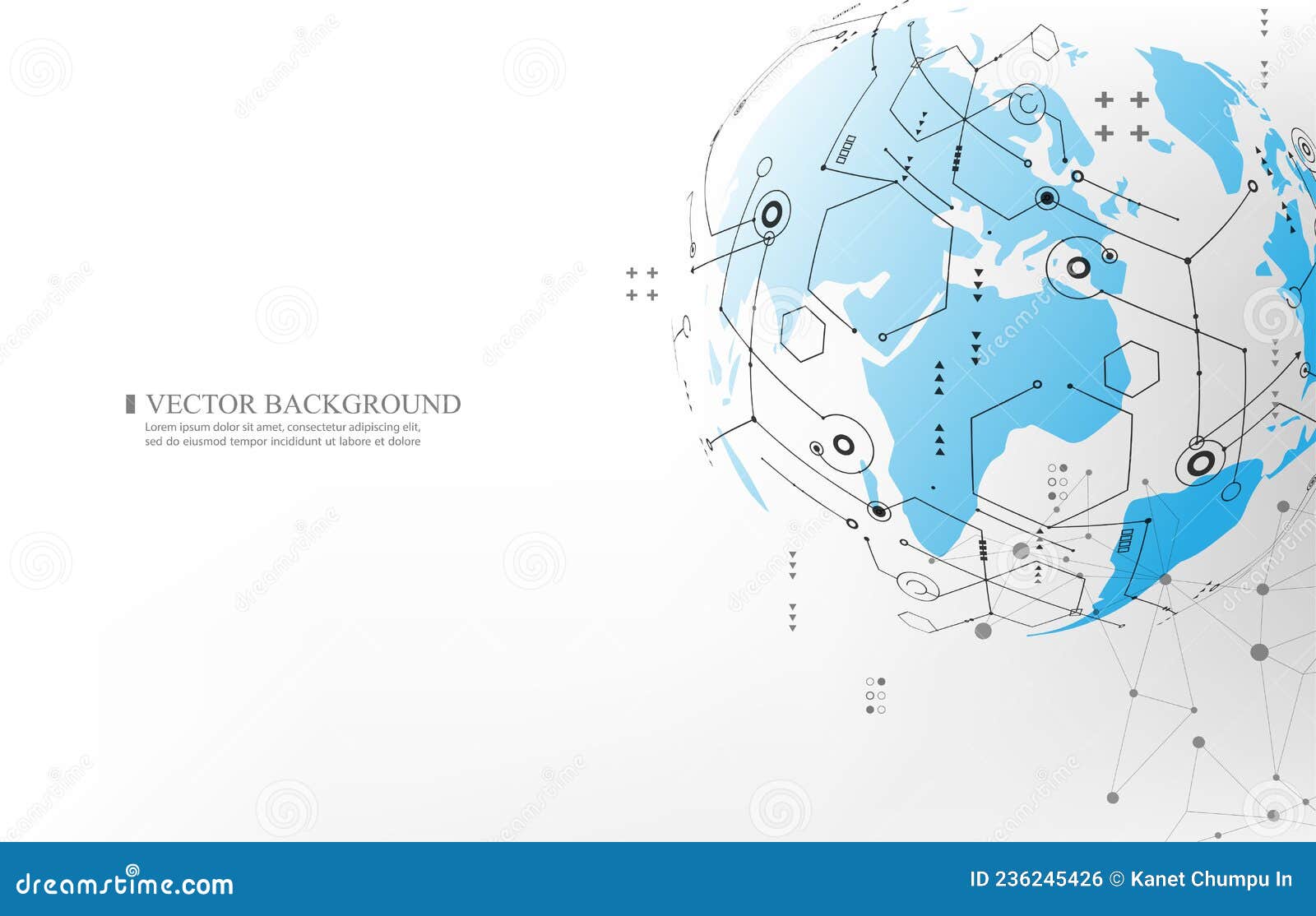 Abstract Technology Vector Global Network White Background Stock Vector ...
