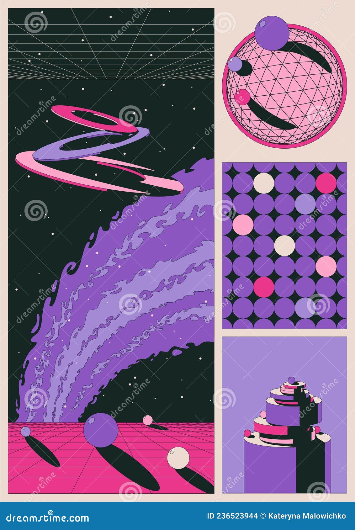 Abstract Space Illustration, Geometric Shapes in Outer Space Stock ...