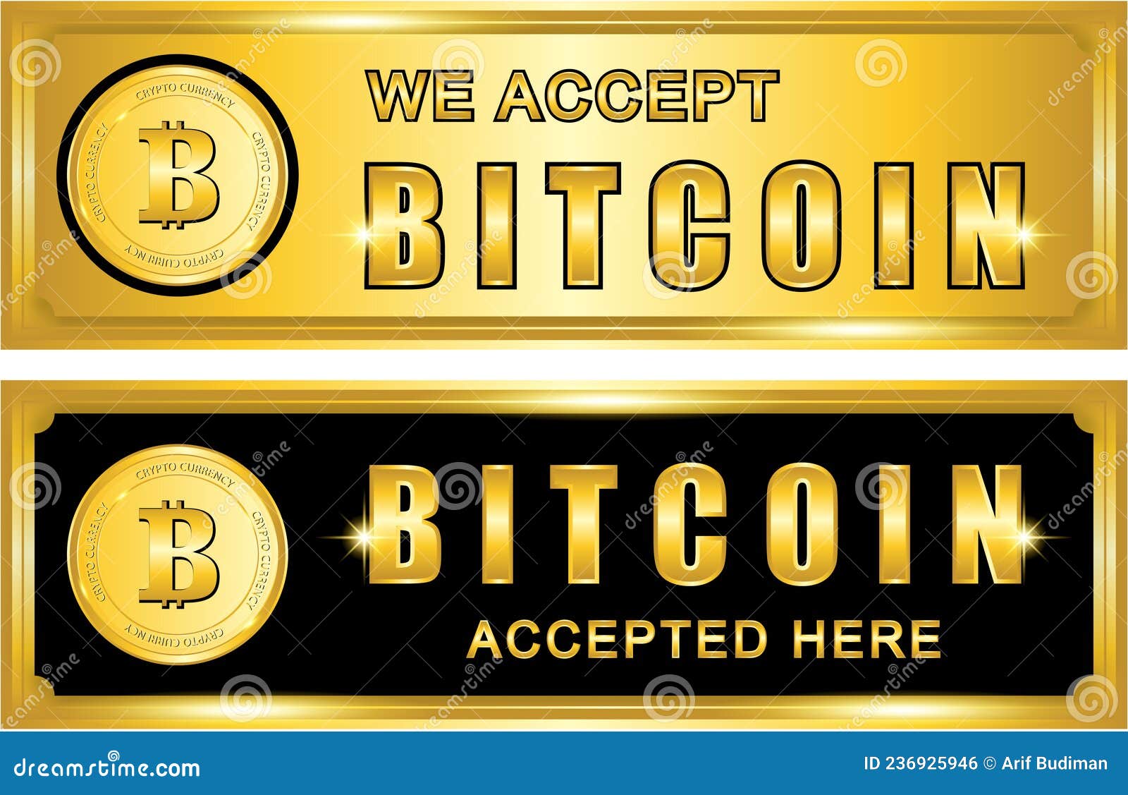 We accept bitcoin stock vector. Illustration of piece - 236925946