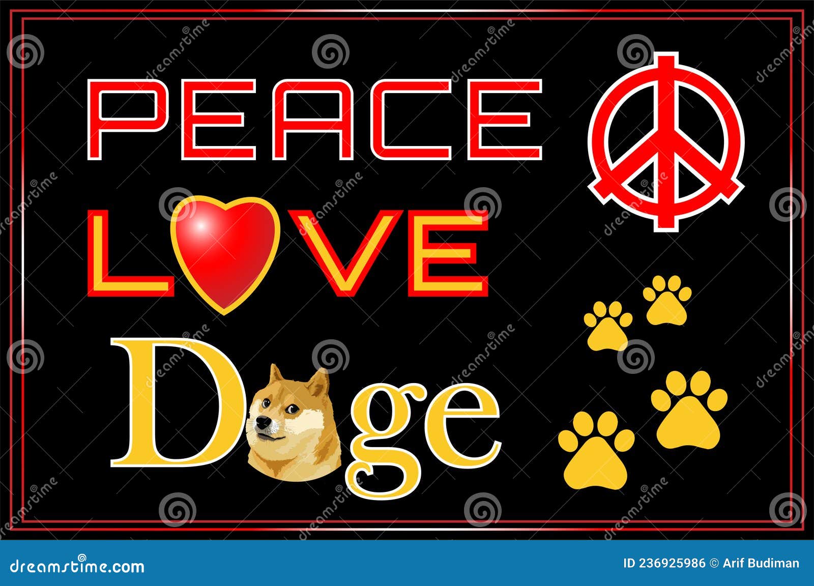 Peace, Love and Dogs Icon Design of Peace, Heart and Dog Symbols with ...